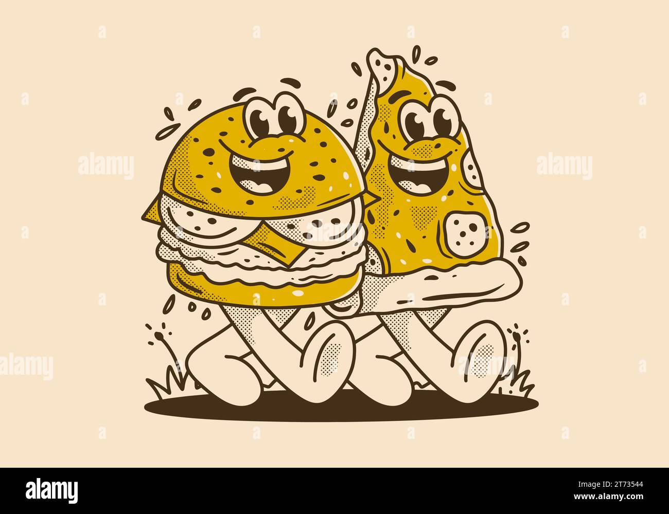 Mascot character illustration of walking burger and pizza Stock Vector ...