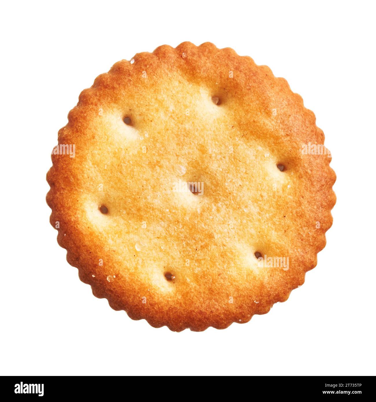 Delicious single salty biscuit over isolated white background Stock ...