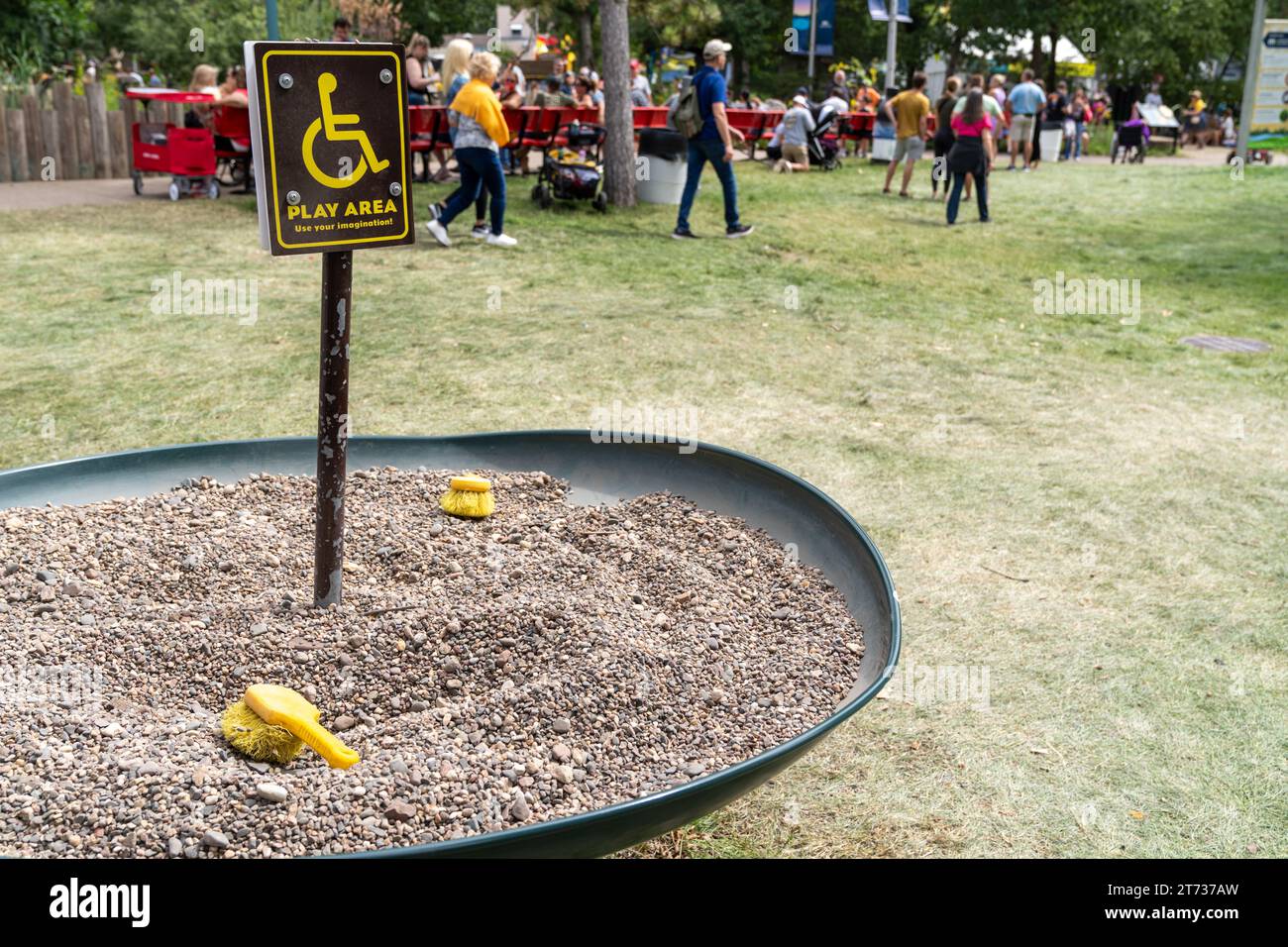 St. Paul, Minnesota - August 26, 2023: Gravel pit play area, handicap ...