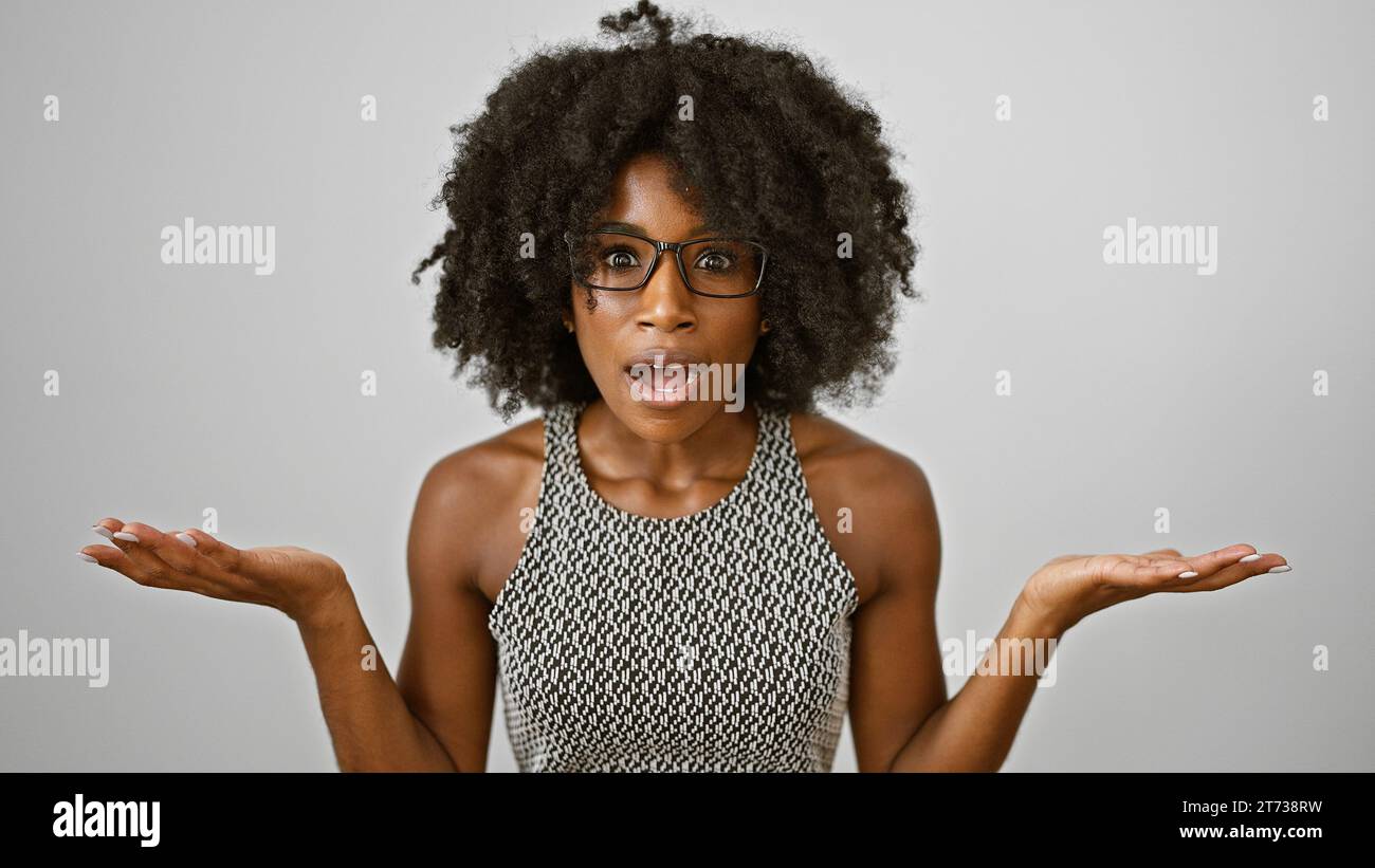 African american woman business worker standing clueless over isolated ...