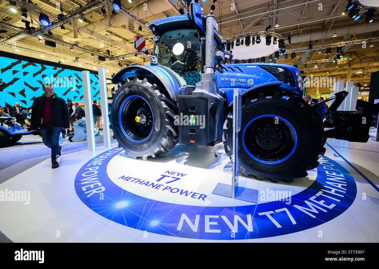 Hanover, Germany. 13th Nov, 2023. A tractor powered by biomethane is on ...