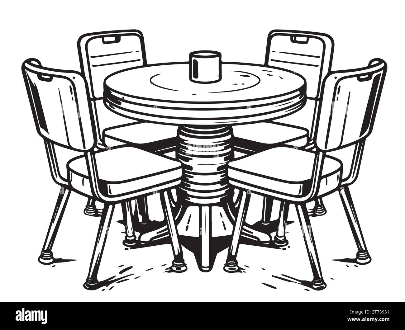 Table with chairs furniture sketch hand drawn ,Vector illustration of ...