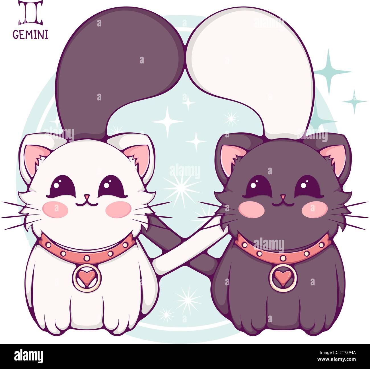 Gemini cute cartoon zodiac cat color Stock Vector Image & Art - Alamy