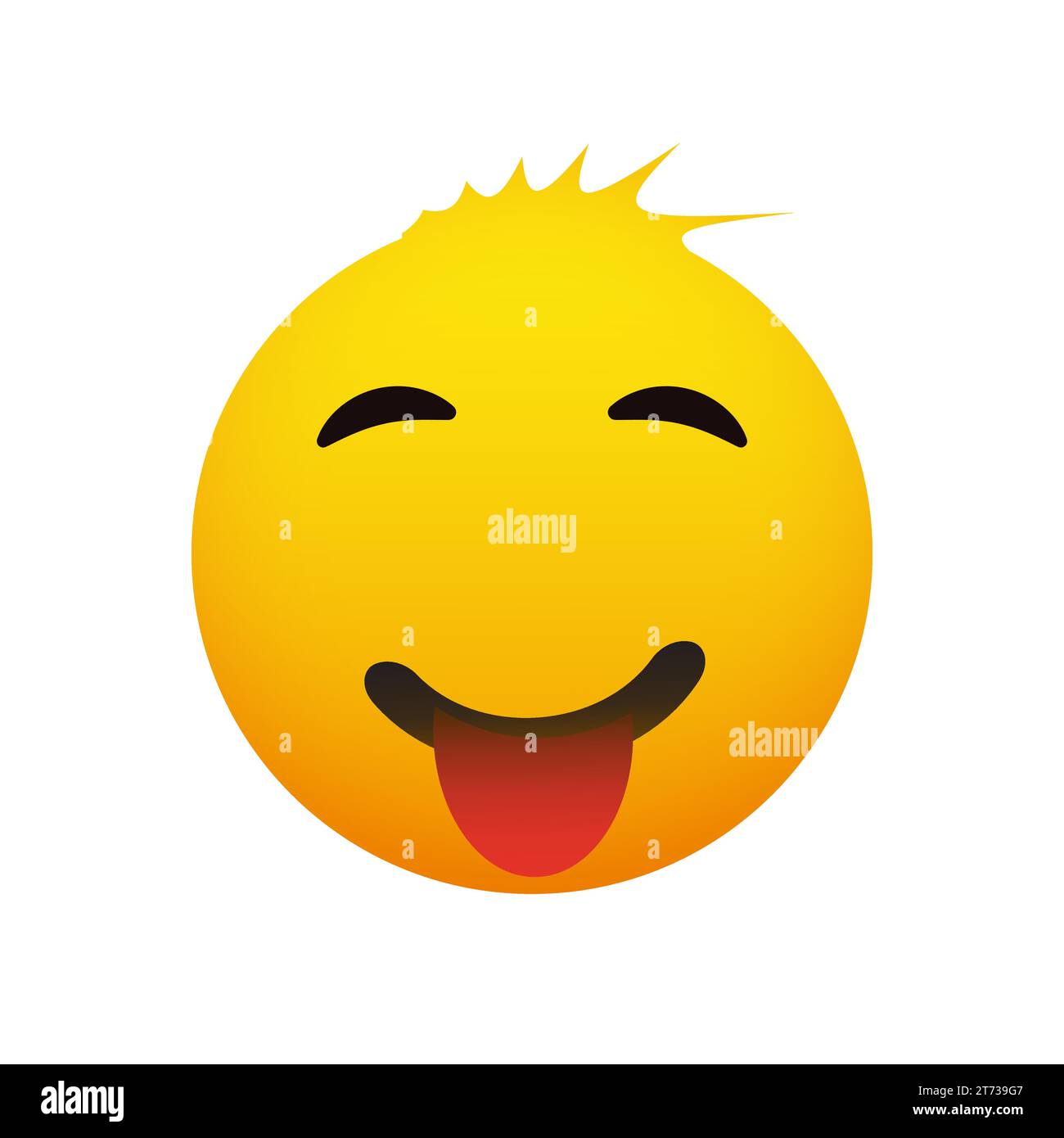 Smiling Emoji With Blowsy Hair And Stuck Out Tongue Simple Shiny