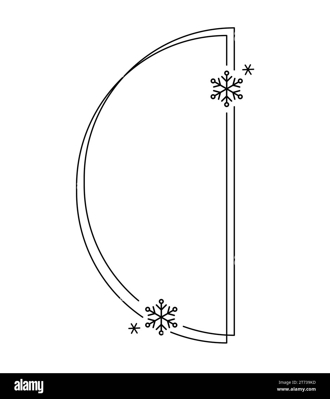 Trendy christmas winter linear semi circle frame with snowflake, Modern ...