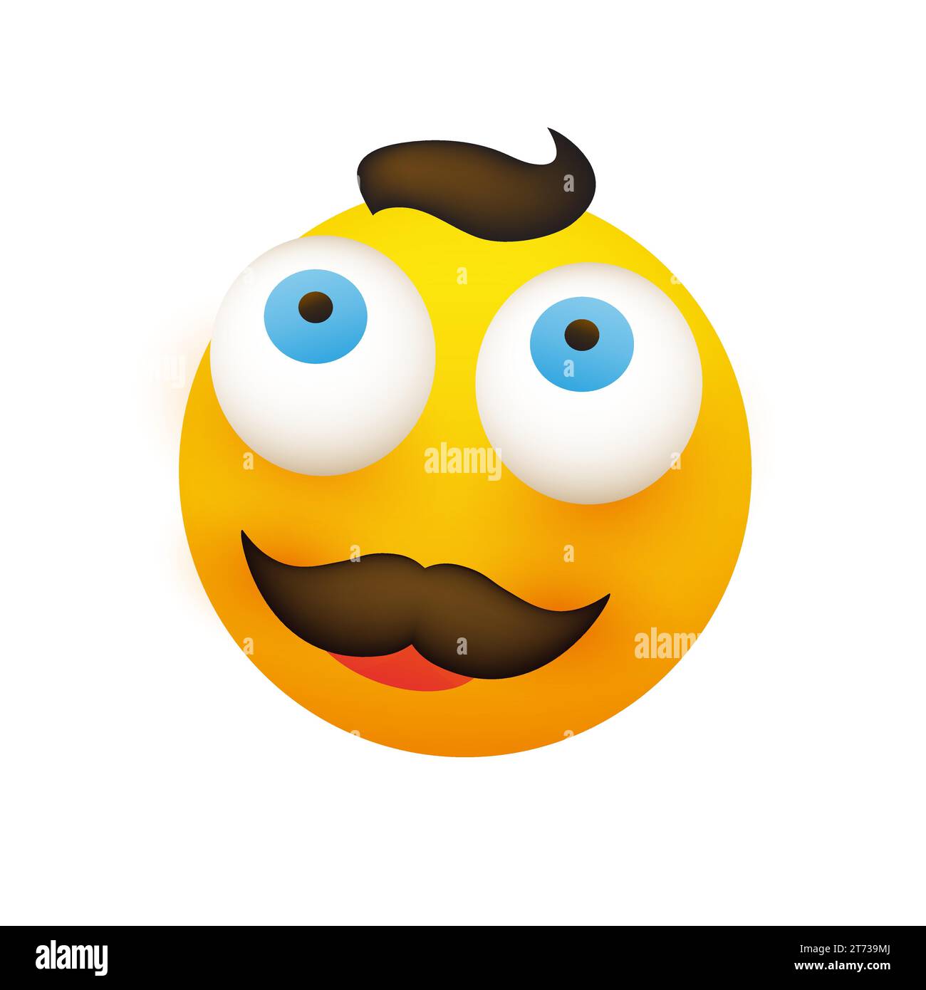 Smiling Male Emoji - Simple Happy Emoticon with Dreamy Pop Out Eyes and ...