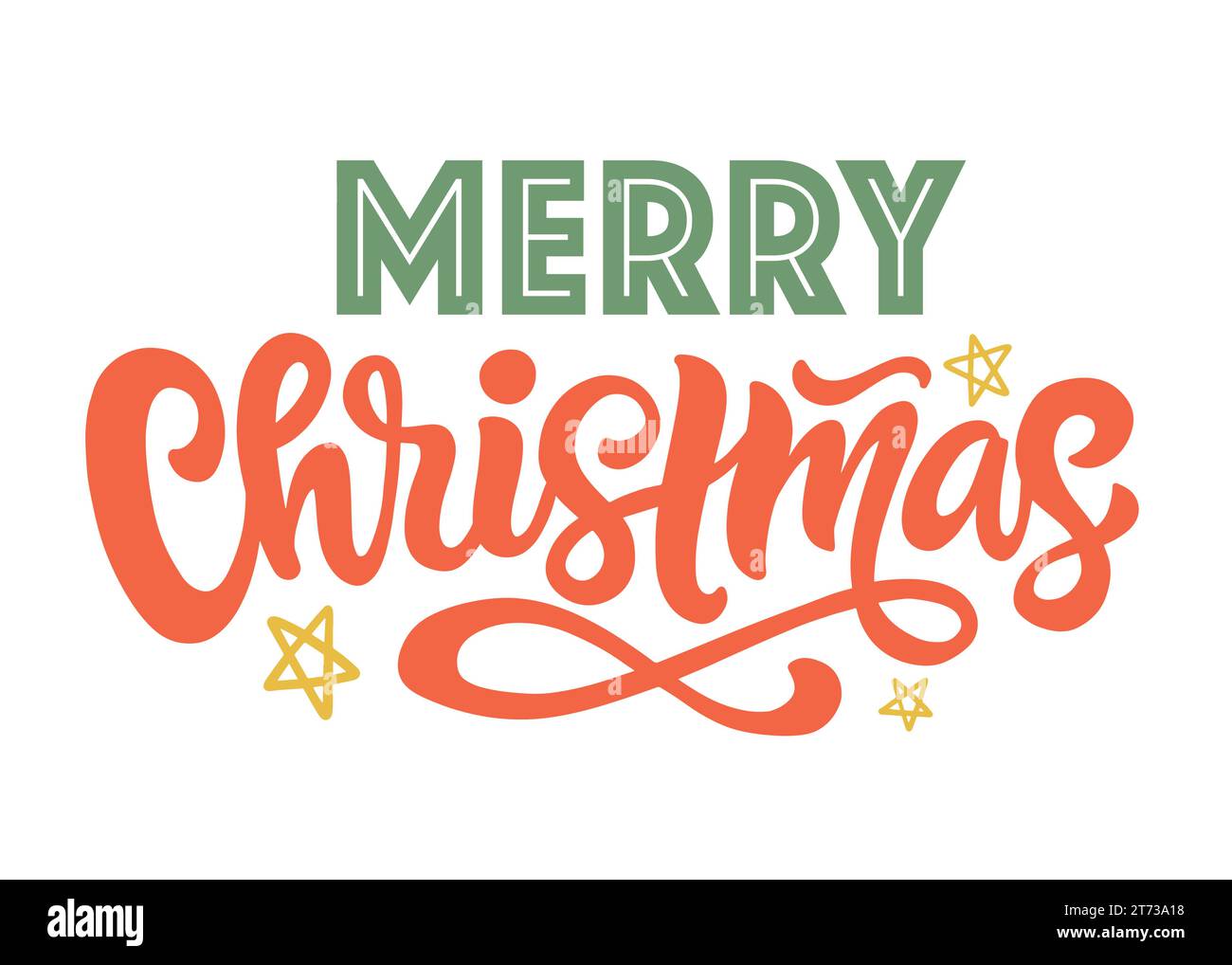 Merry Christmas Hand Written Lettering Typography Stock Vector Image ...