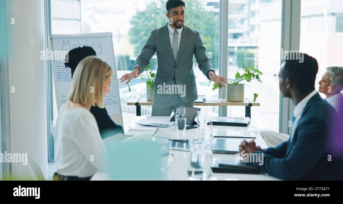 Business people meeting, corporate presentation and man consulting ...