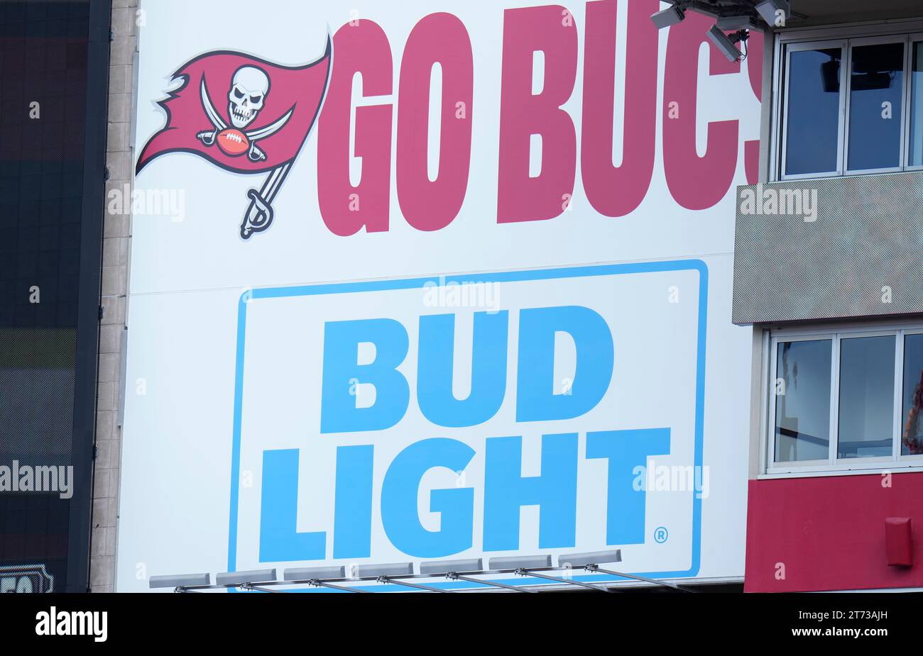 A Bud Light ad on a billboard before an NFL football game between the ...