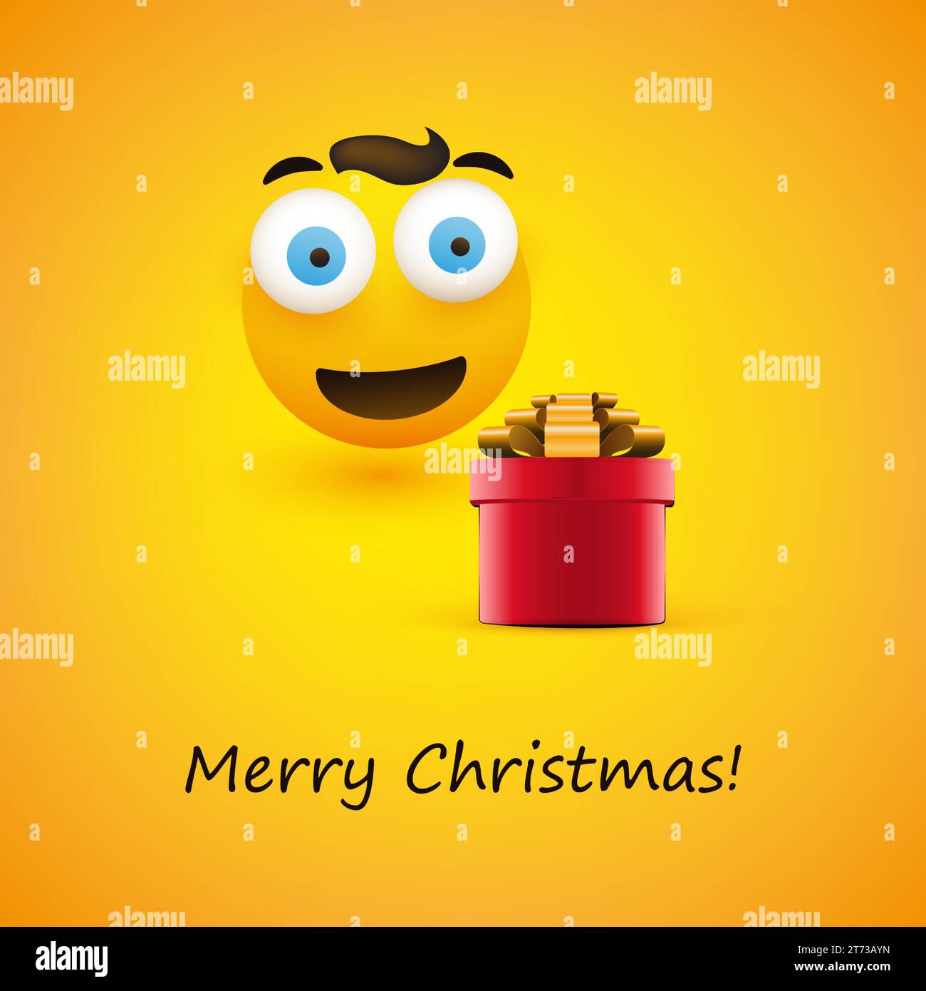 Merry Christmas! - Smiling Emoji with Pop Out Eyes and Red Gift Box ...