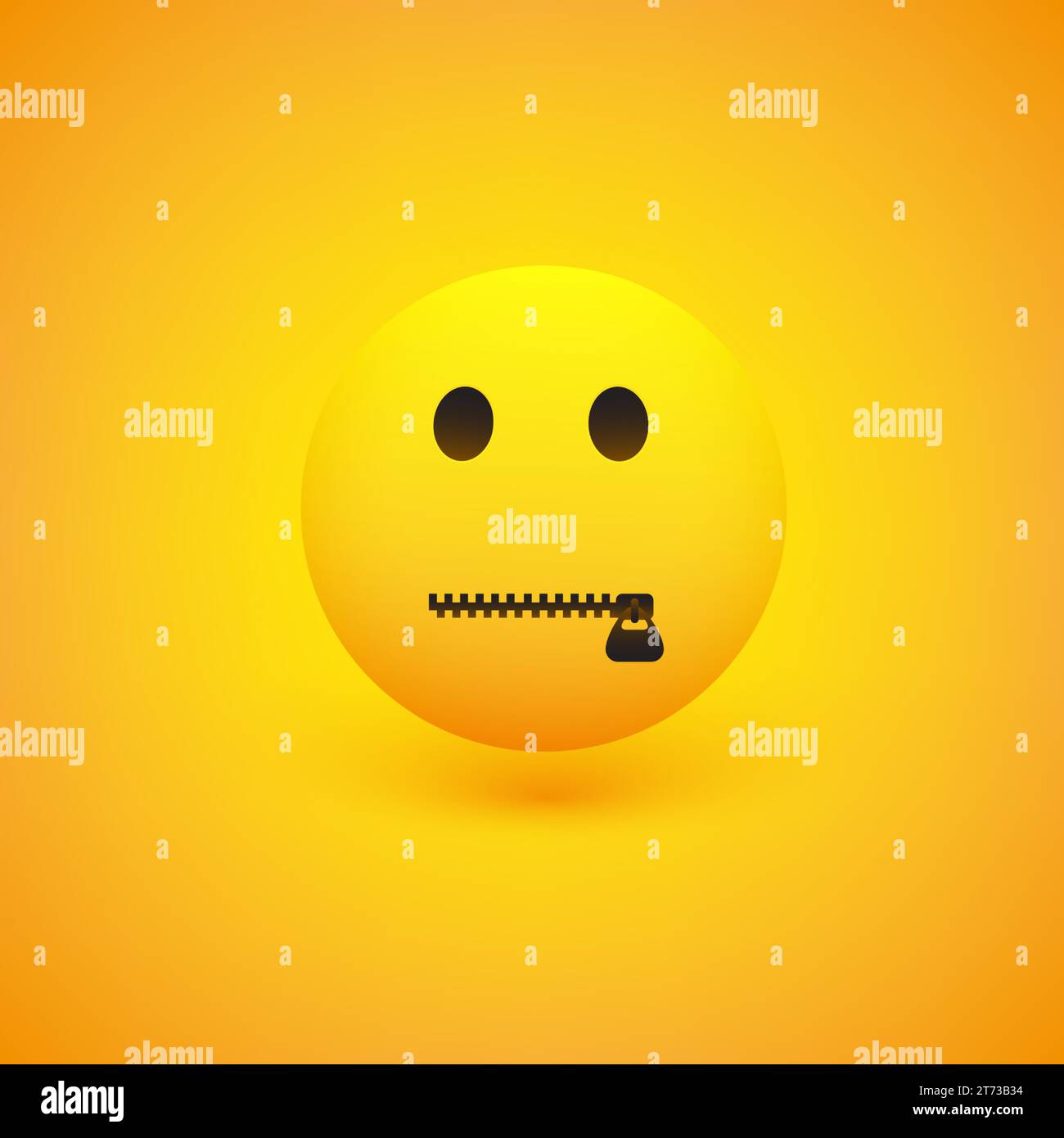 Zipped Mouth Emoji on Yellow Background - Simple Emoticon with Opened ...