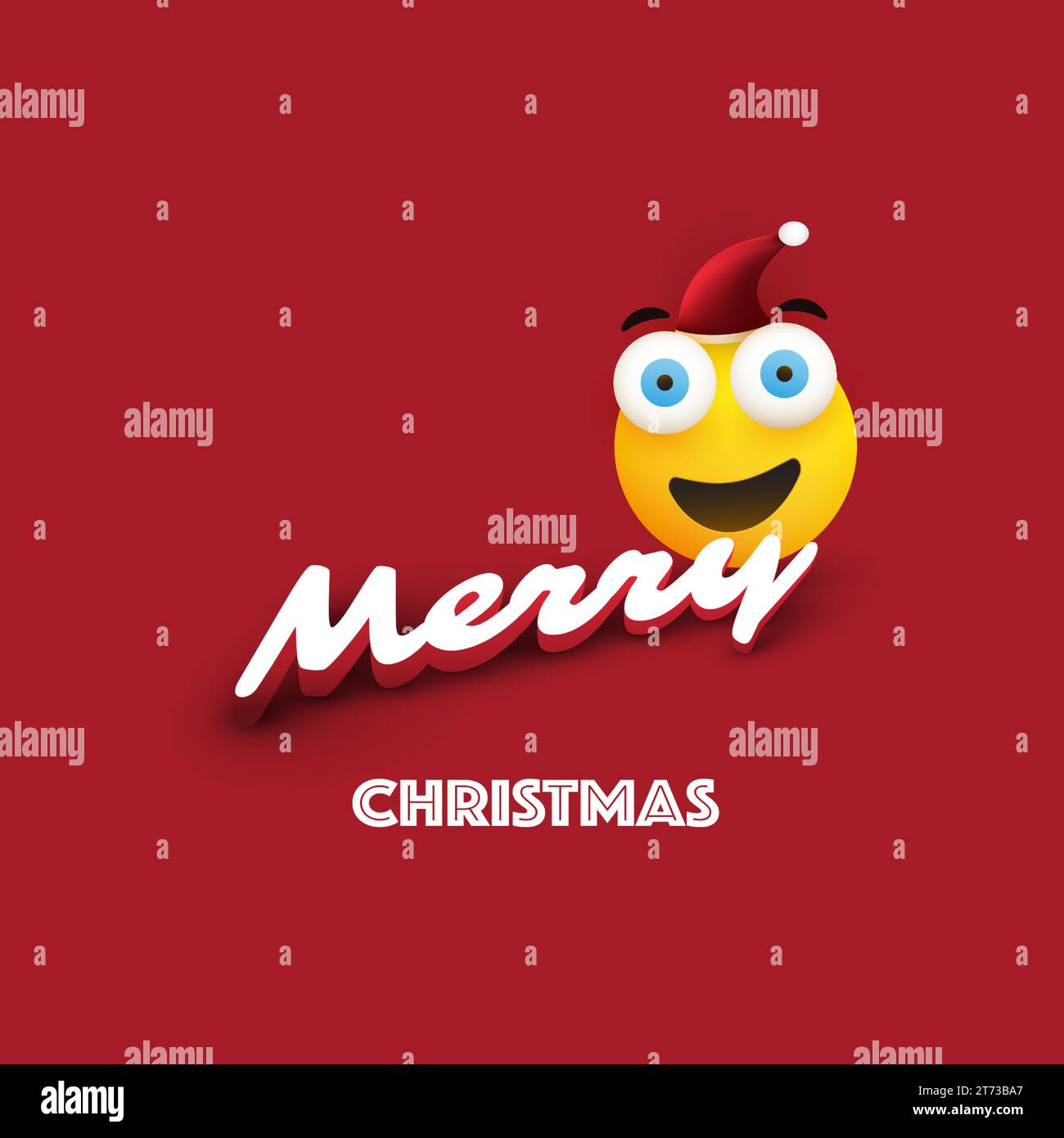 Merry Christmas! - Smiling Emoji with Pop Out Eyes and Red Santa Hat ...