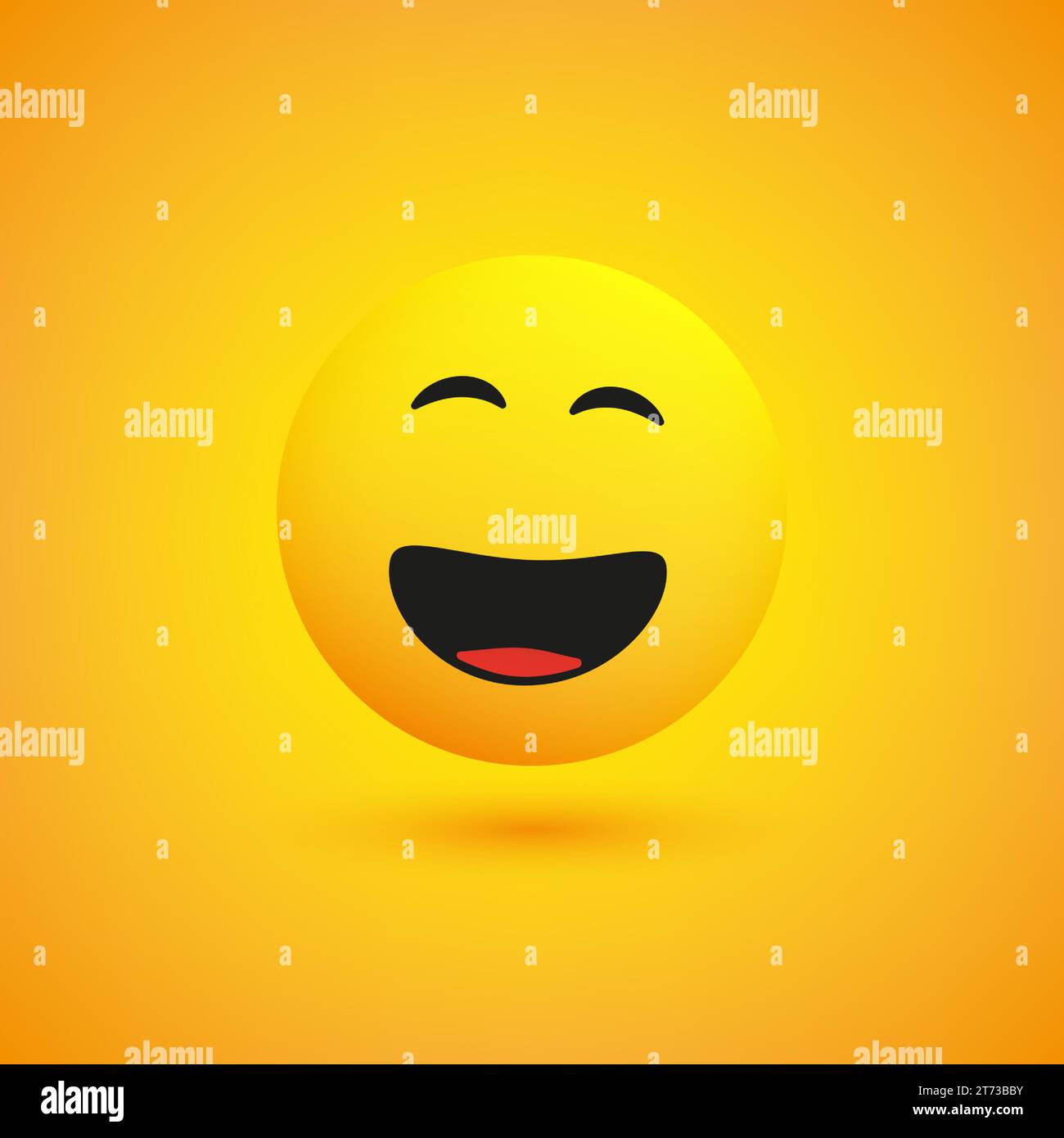 Simple Shiny Happy Smiling Emoticon on Yellow Background - Vector ...