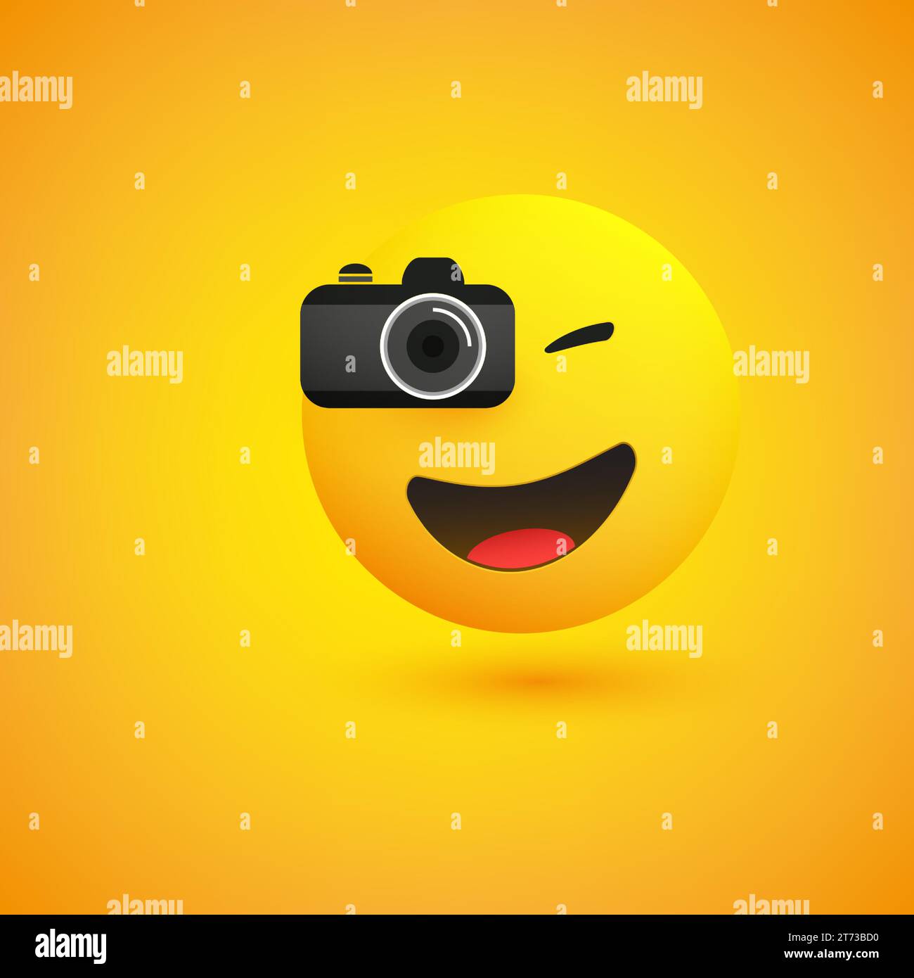 Simple Shiny Happy Smiling Photographer Emoji Taking Picture with a ...