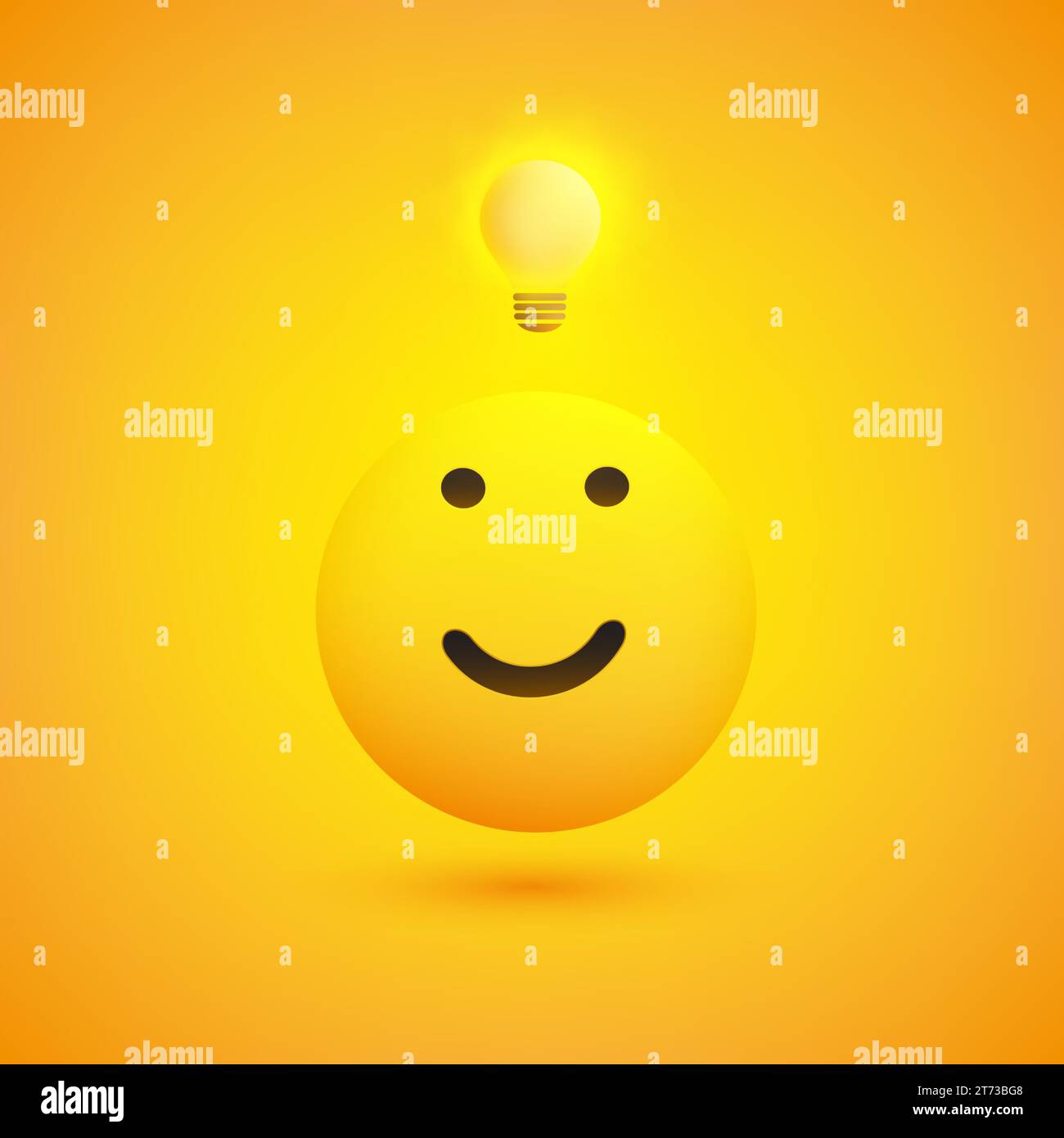 New Ideas - Smiling Emoji - Simple Shiny Happy Emoticon with Light Bulb ...