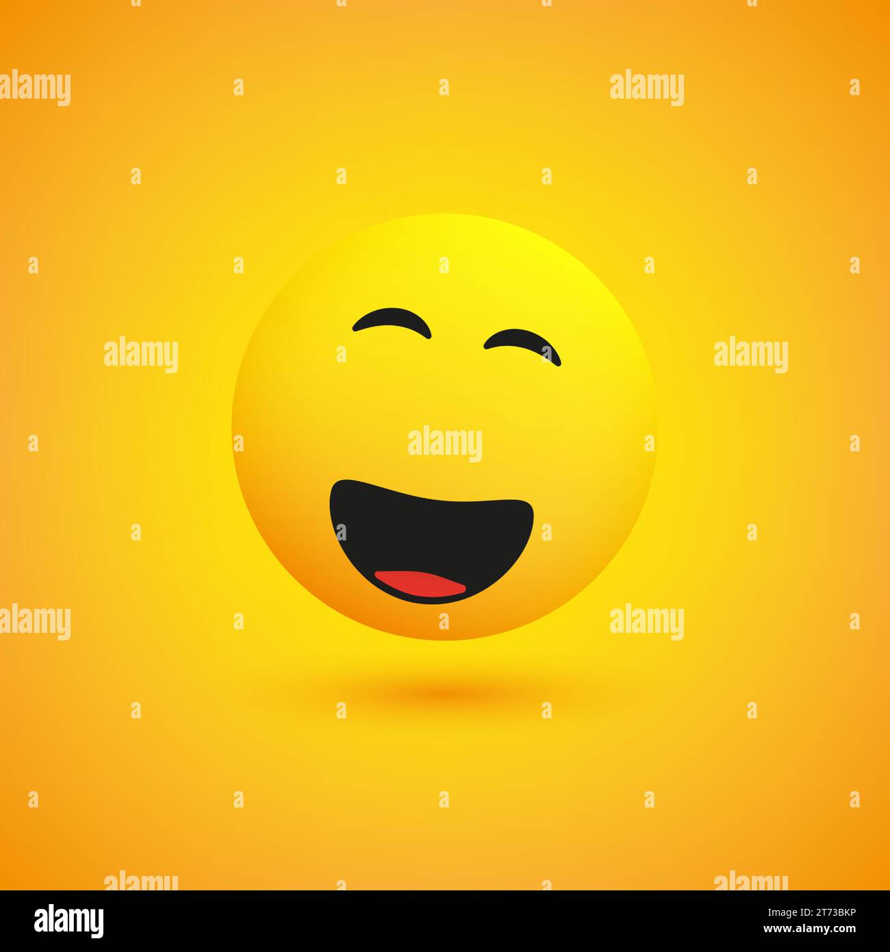 Simple Shiny Happy Smiling Emoticon on Yellow Background - Vector ...