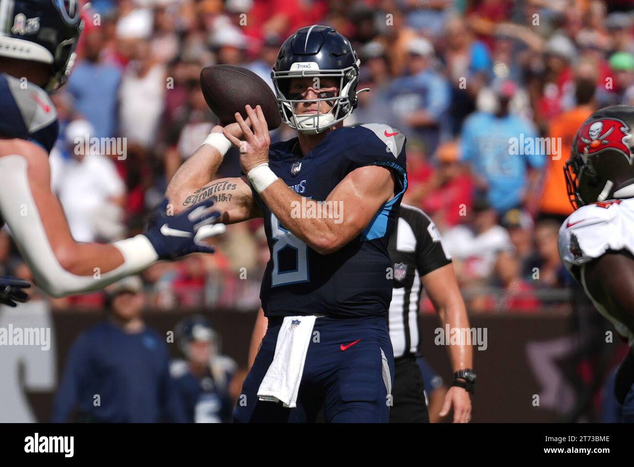 Tennessee Titans quarterback Will Levis (8) makes a pass attempt during ...