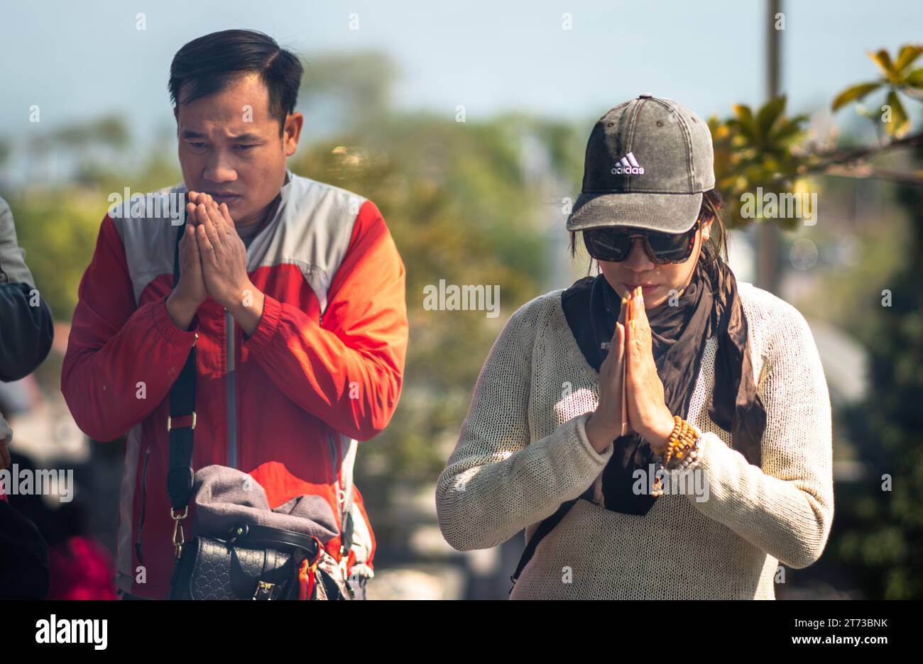 Vietnamese people pray at lunar new year as they visit the 17th century ...