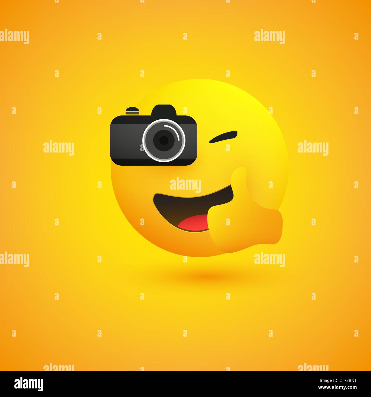 Simple Shiny Happy Smiling Photographer Emoji Taking Picture with a ...