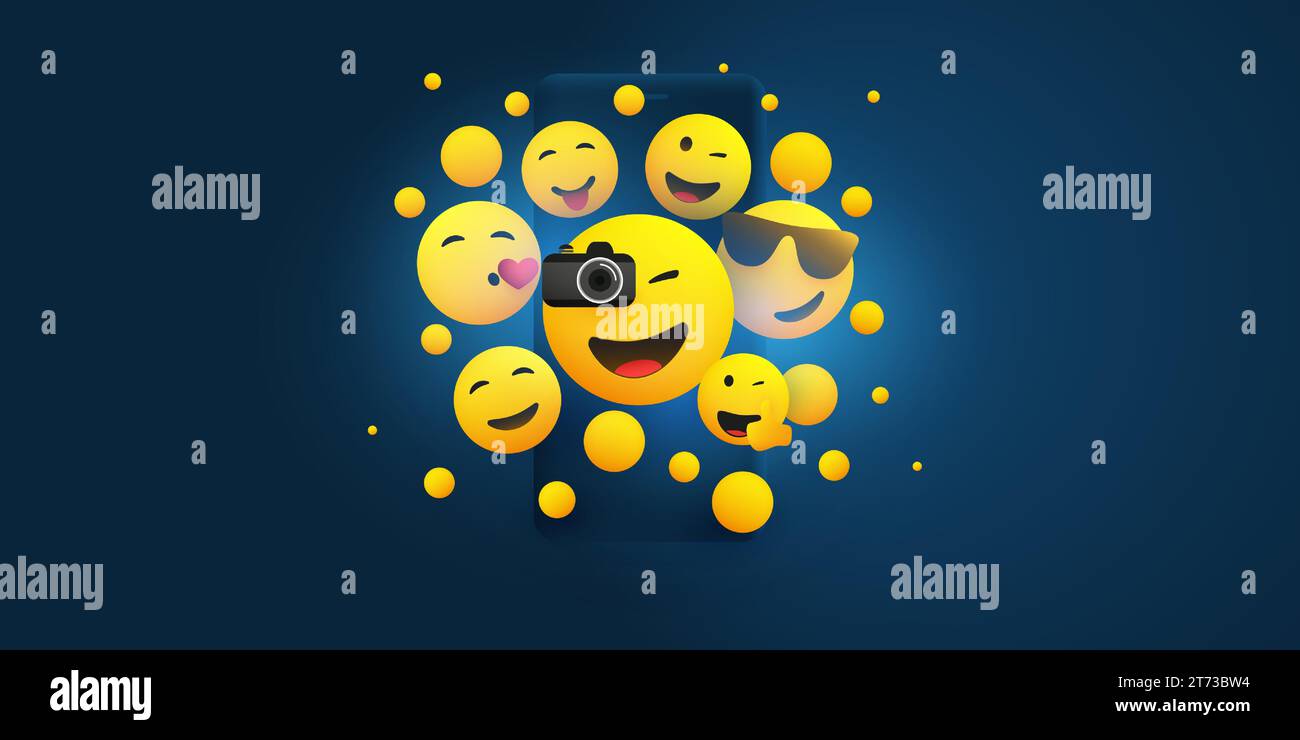 Many Various Smiling, Cheering Happy Yellow Emoticons - People Having ...