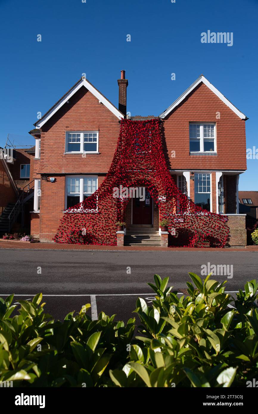 Amersham, UK. 11th November, 2023. A huge poppy display at the Beacon ...