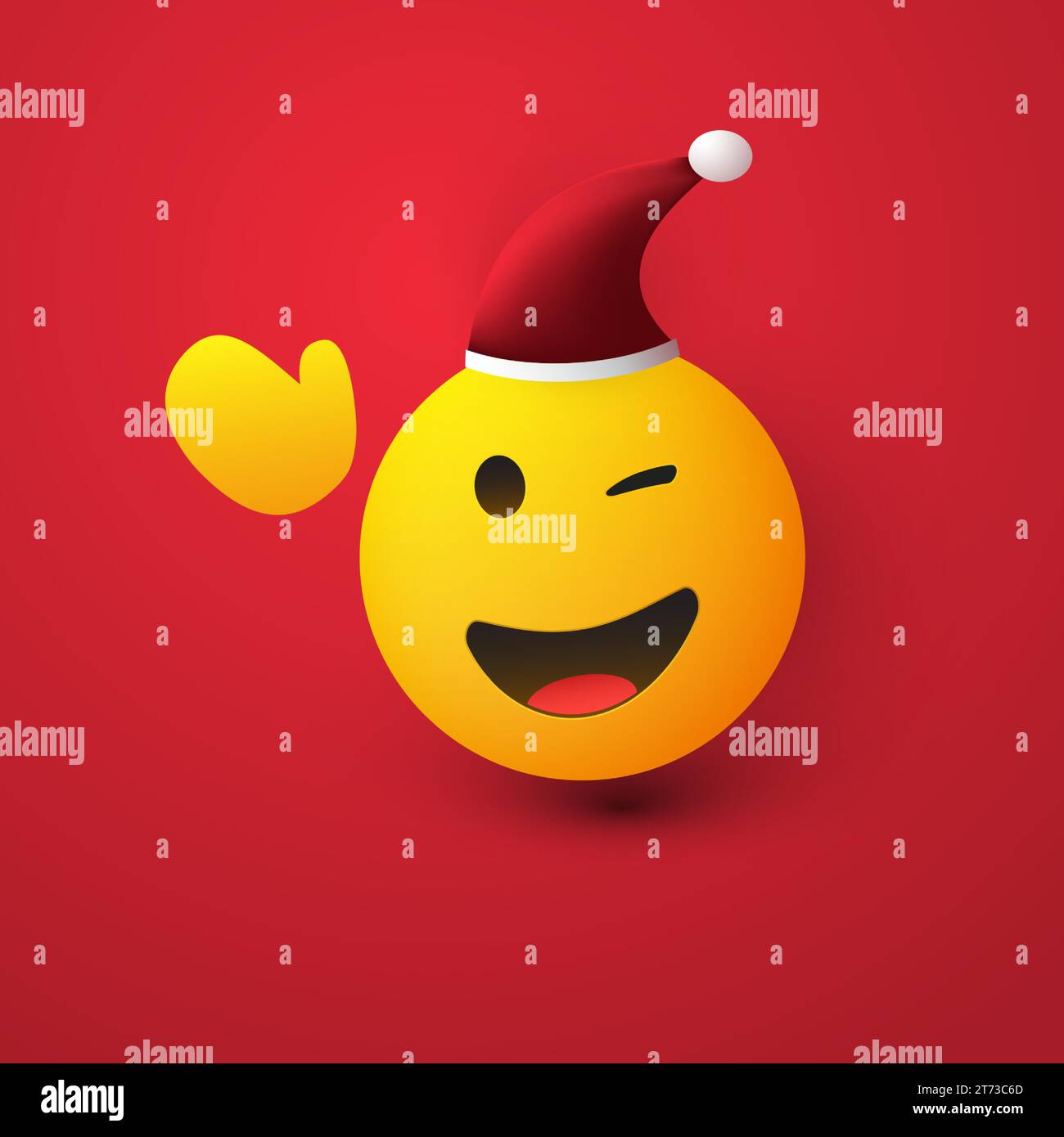 Merry Christmas! - Smiling and Winking Emoji with Red Santa Hat and ...