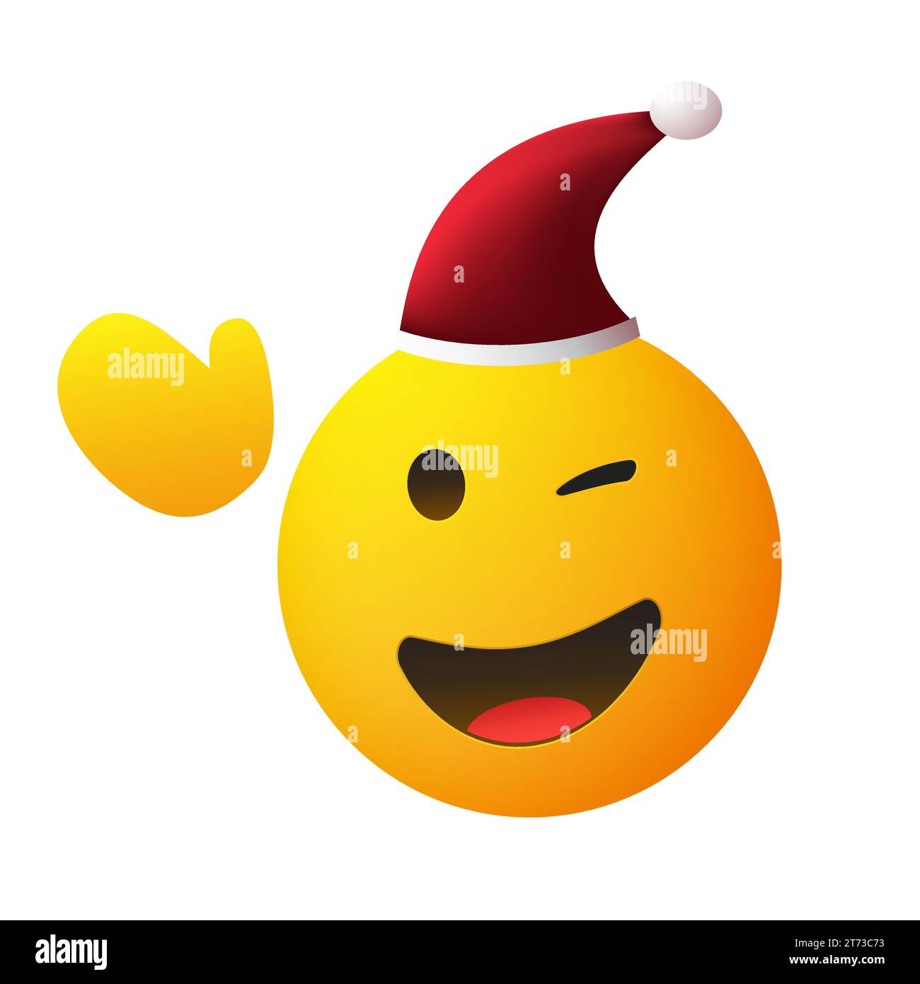 Merry Christmas! - Smiling and Winking Yellow Emoji with Red Santa Hat ...