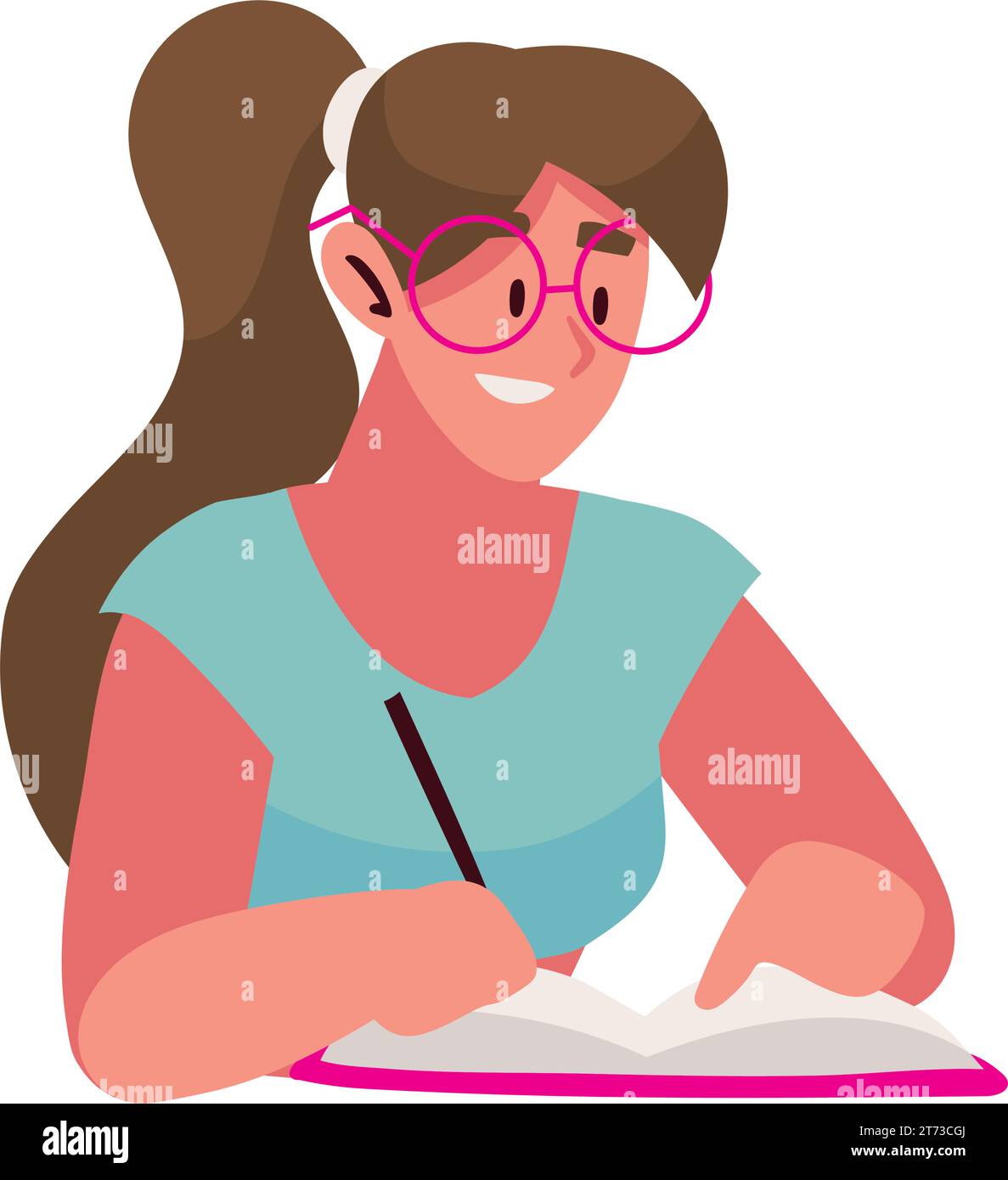 Woman writing on notepad Stock Vector Images - Alamy