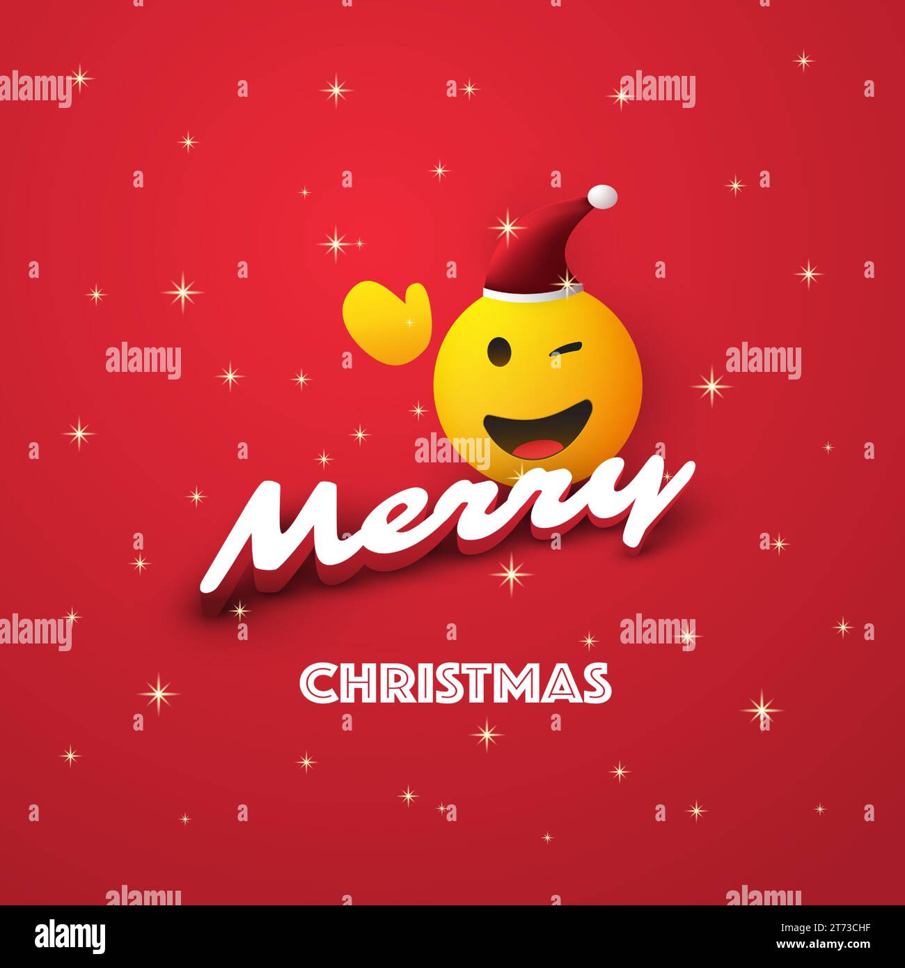 Merry Christmas! - Smiling, Winking Emoji with Red Santa Hat and Waving ...
