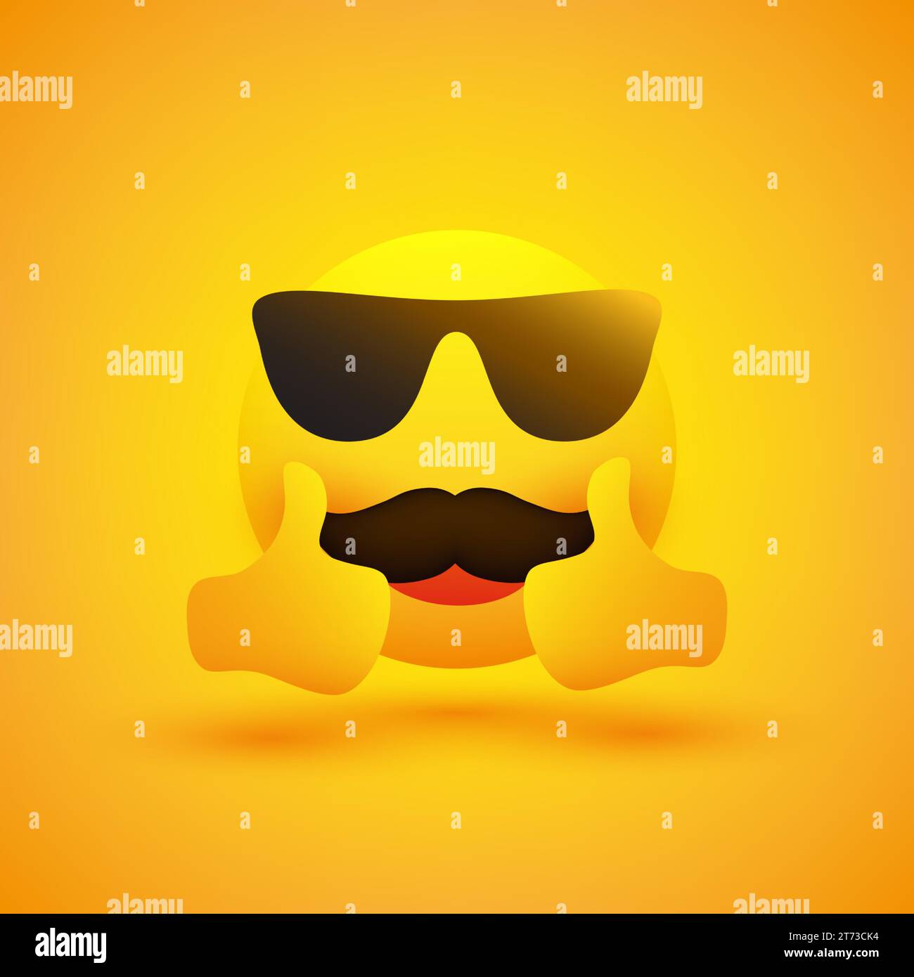 Positive, Satisfied, Happy Male Emoji with Mustache Showing Double ...