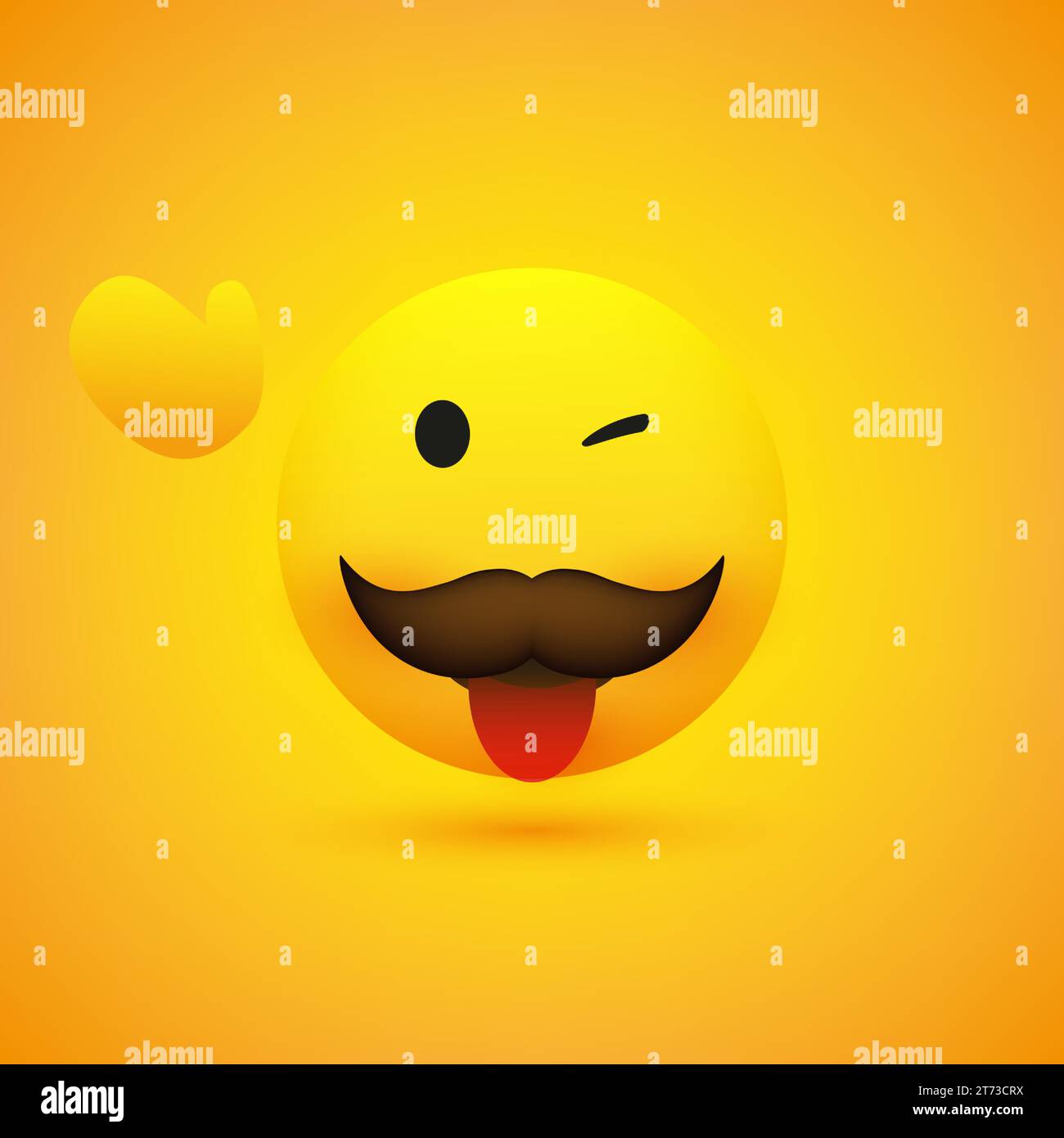 Smiling Emoji - Simple Happy Winking Emoticon with Wawing Hand, Stuck ...