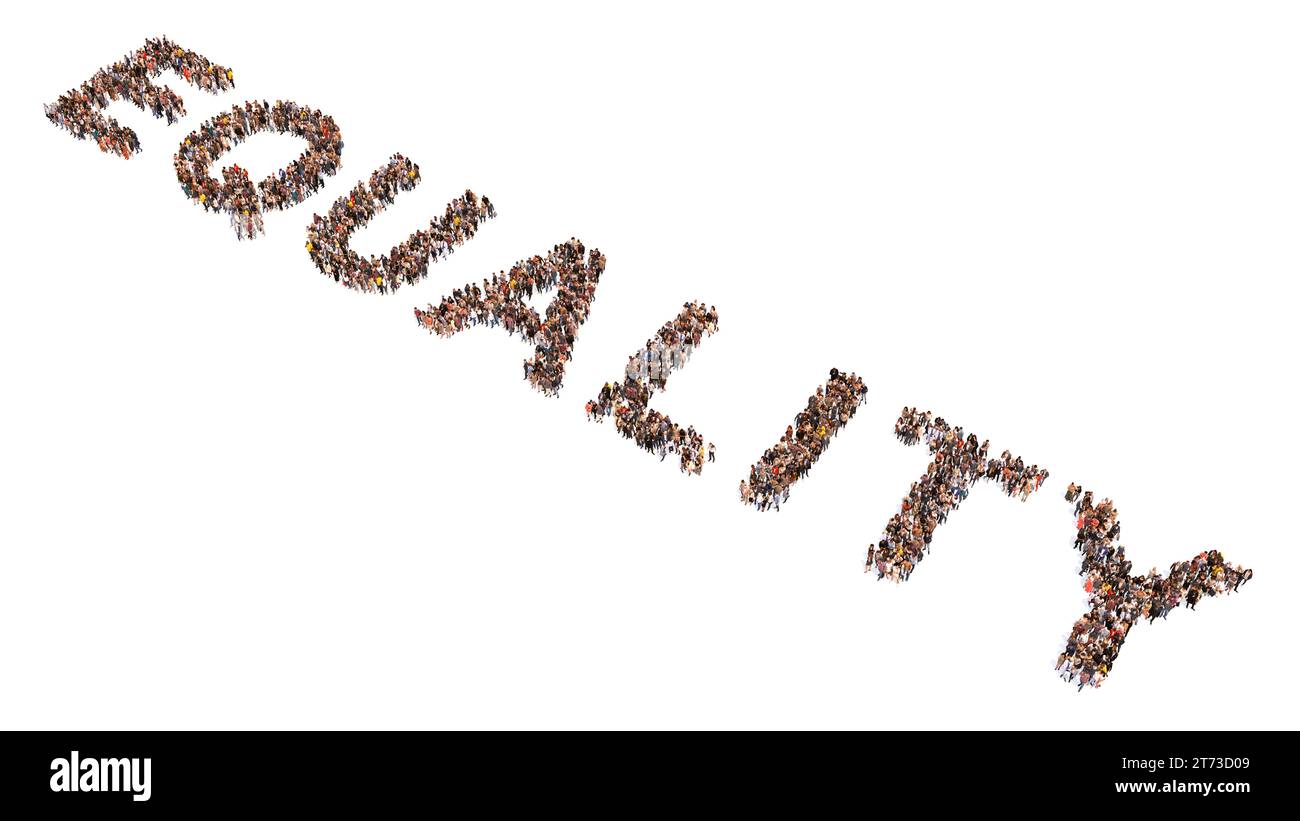 Conceptual large community of people forming EQUALITY message. 3d ...