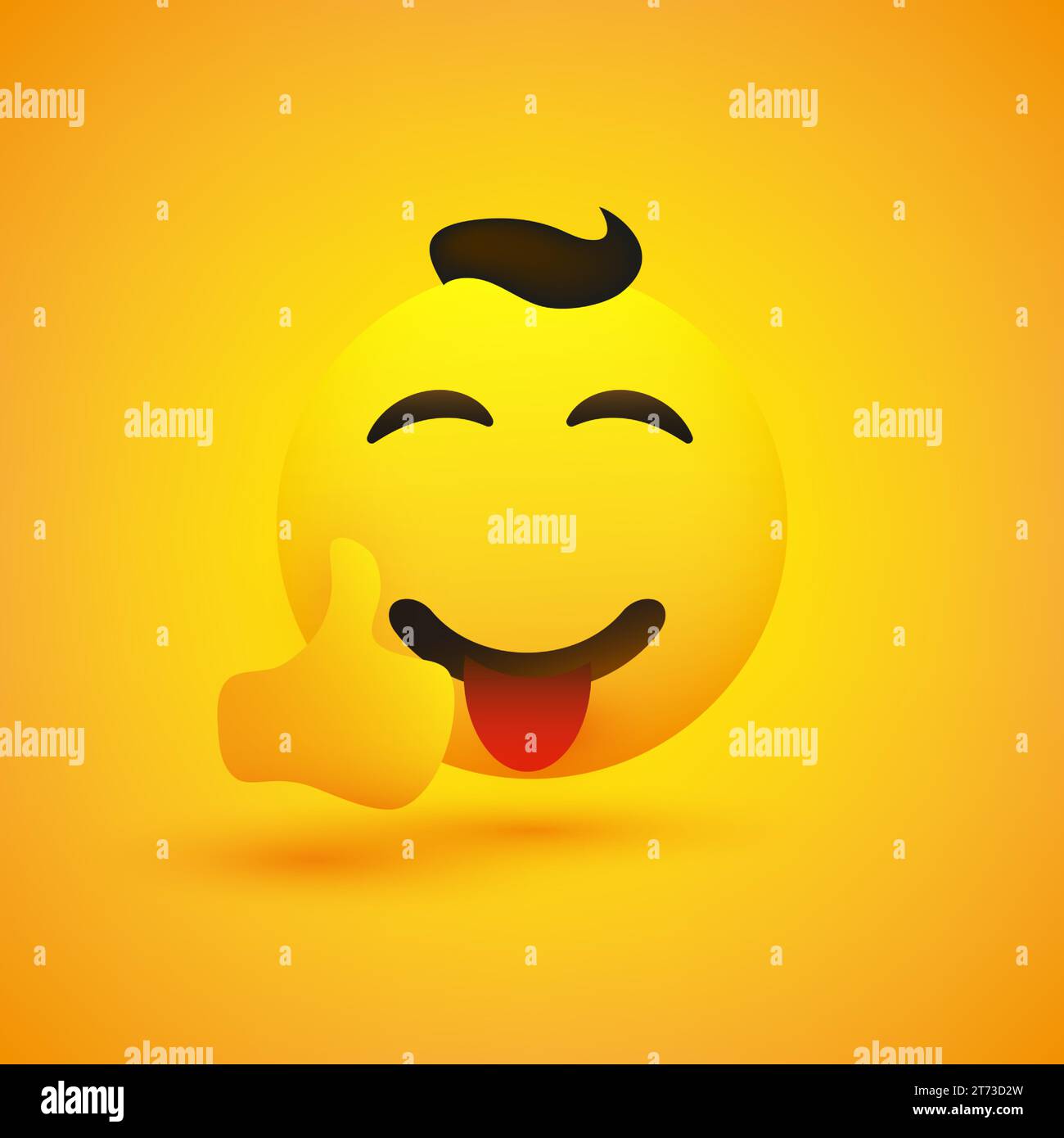 Smiling Happy Cheering Young Male Emoji with Hair and Stuck Out Tongue ...