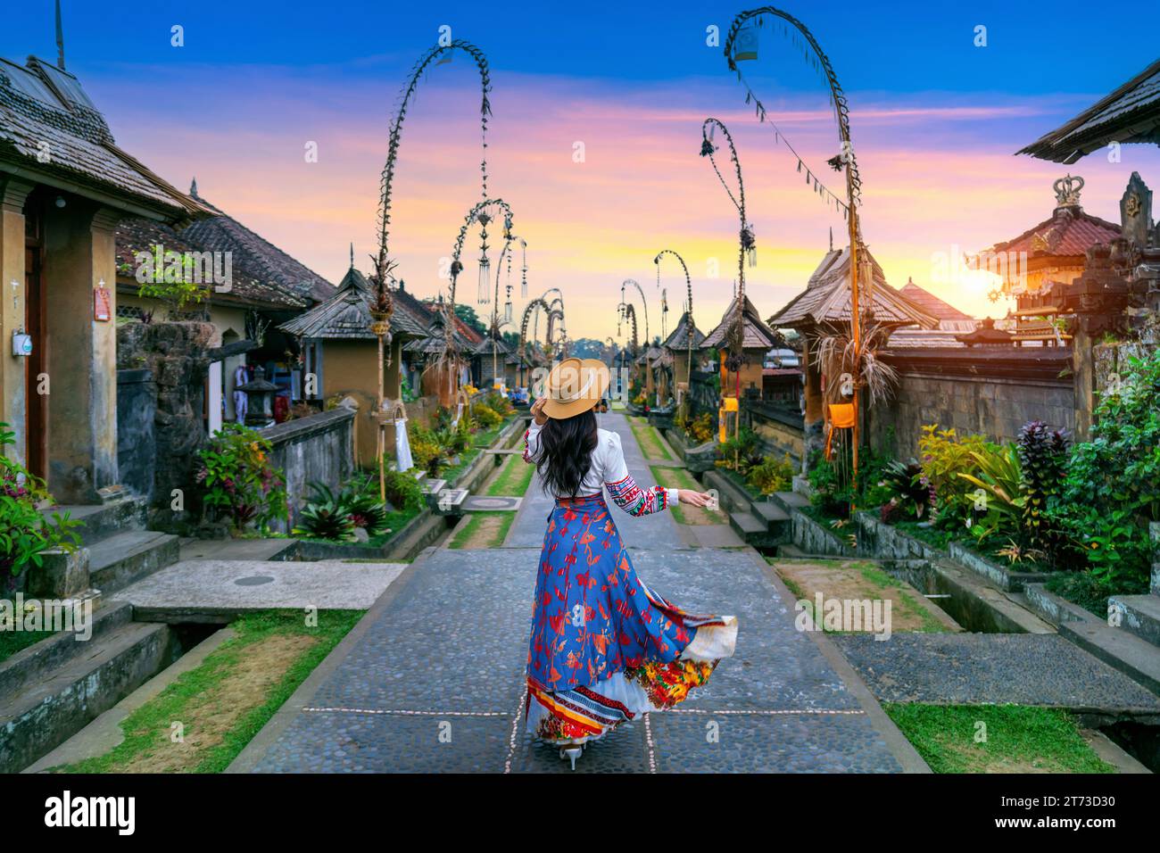 Tourist walking at Penglipuran village is a traditional oldest Bali ...