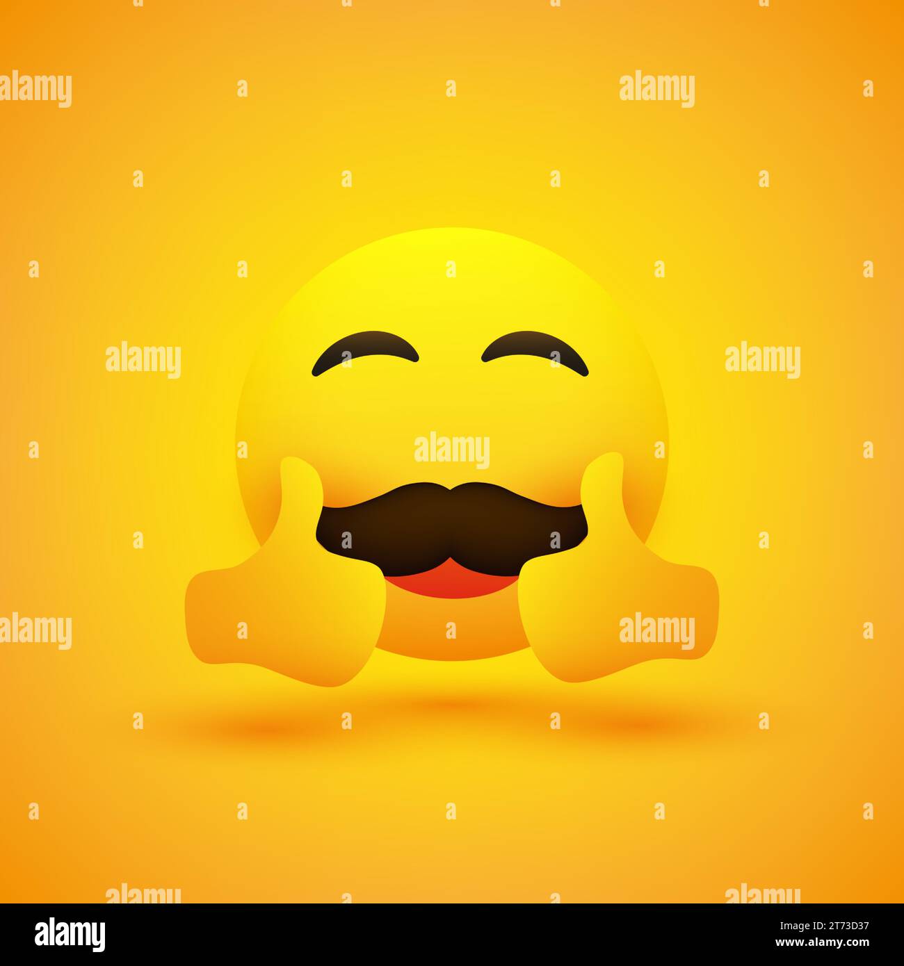 Positive, Satisfied, Happy Male Emoji with Mustache Showing Double ...