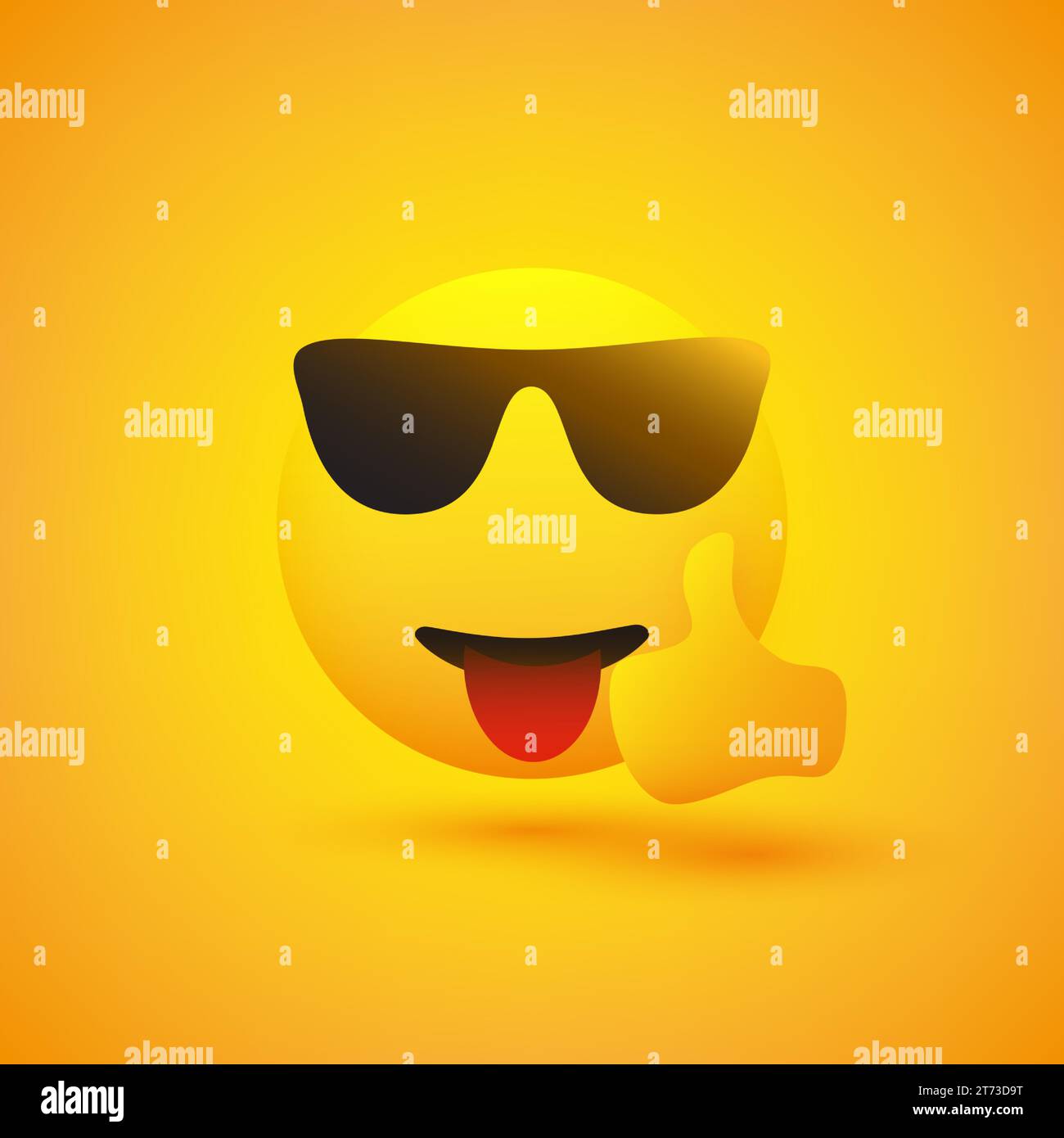 Smiling, Cheering, Waving Emoji with Stuck Out Tongue and Sunglasses ...