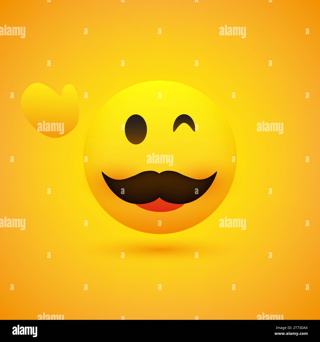 Smiling Emoji - Simple Happy Winking Emoticon with Waving Hand and ...