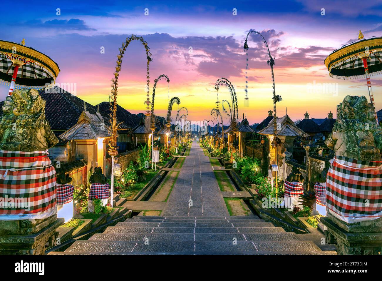 Penglipuran village is a traditional oldest Bali village at sunset in ...