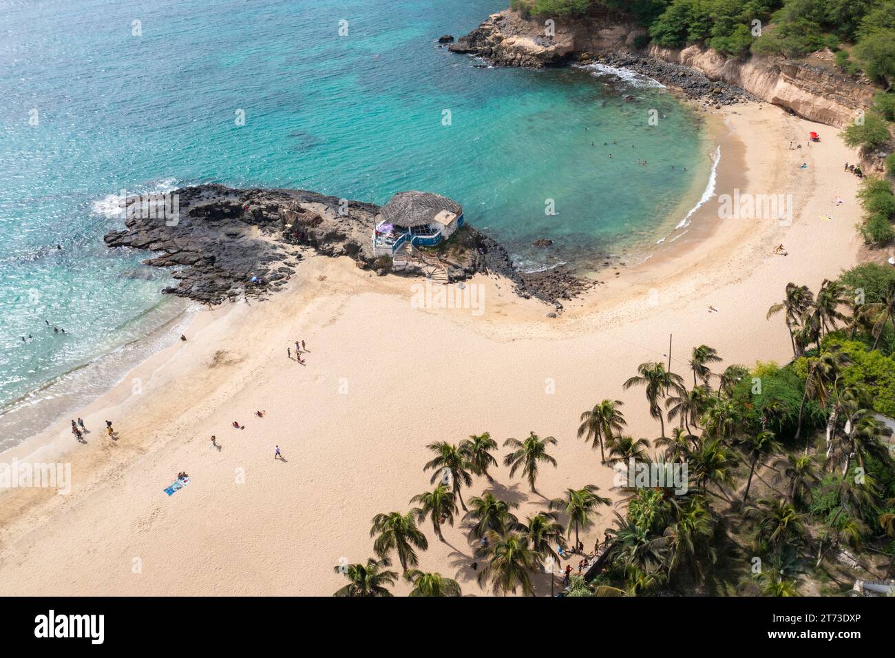 Aerial view of Tarrafal beach in Santiago island in Cape Verde - Cabo ...