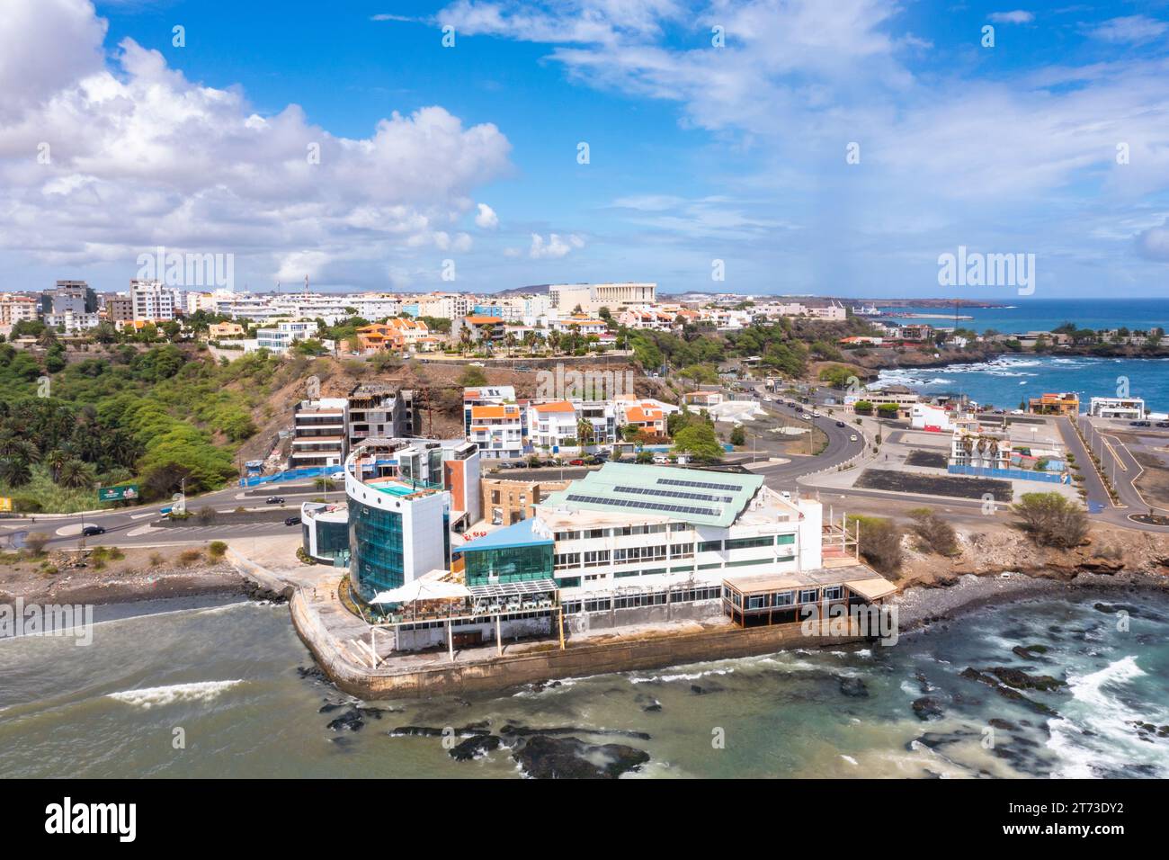 Aerial view of Praia city in Santiago - Capital of Cape Verde Islands ...