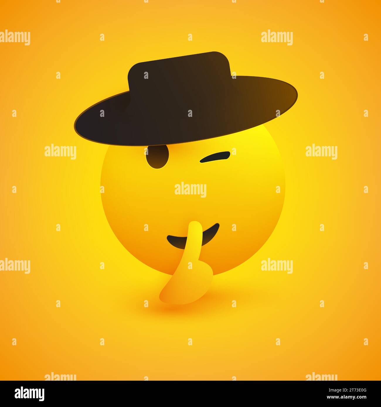 Never Tell! - Winking, Shushing Face with Black Hat Gesturing - Finger ...