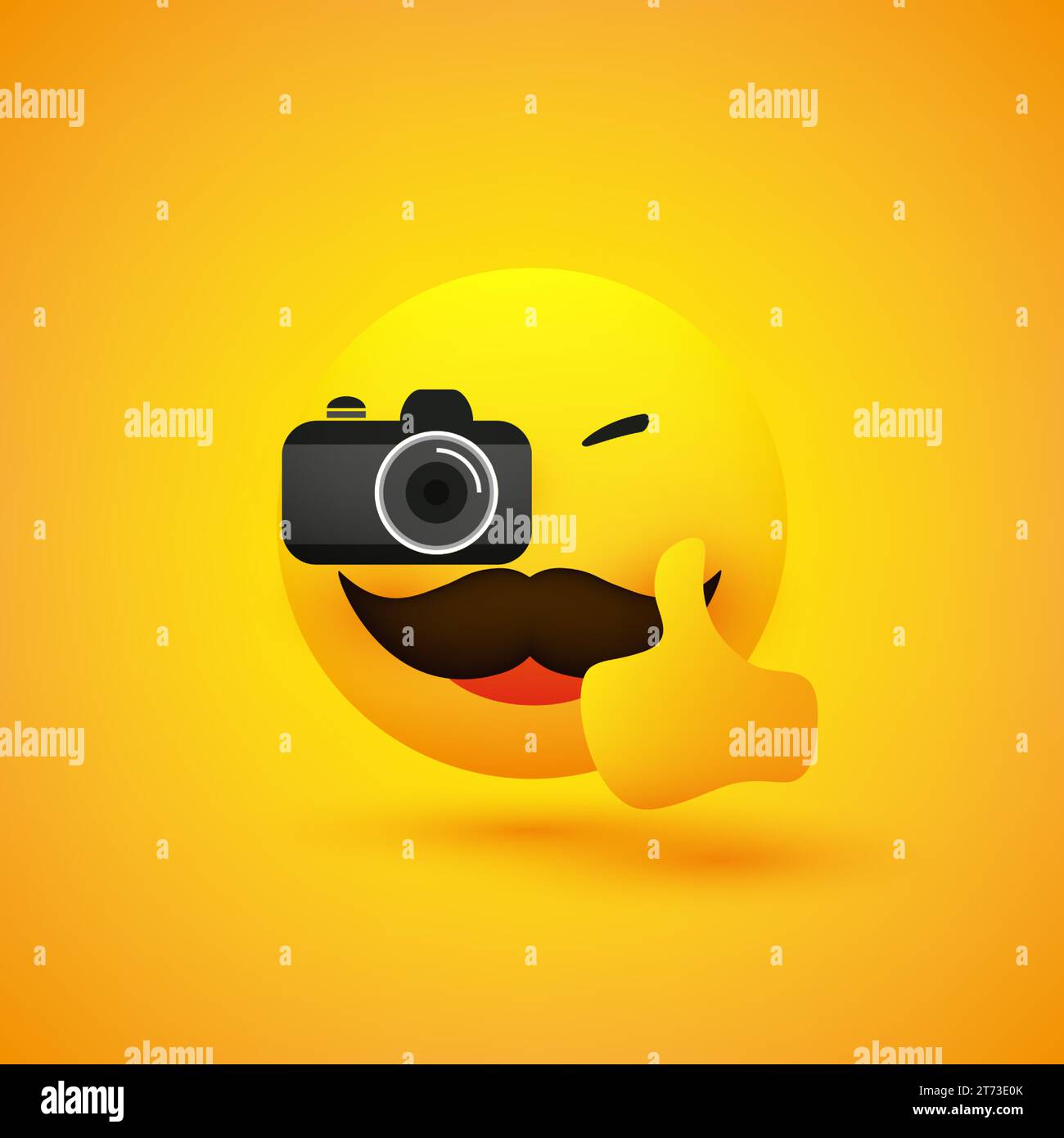 Simple Happy Smiling Male Photographer Emoji with Moustache Looking ...