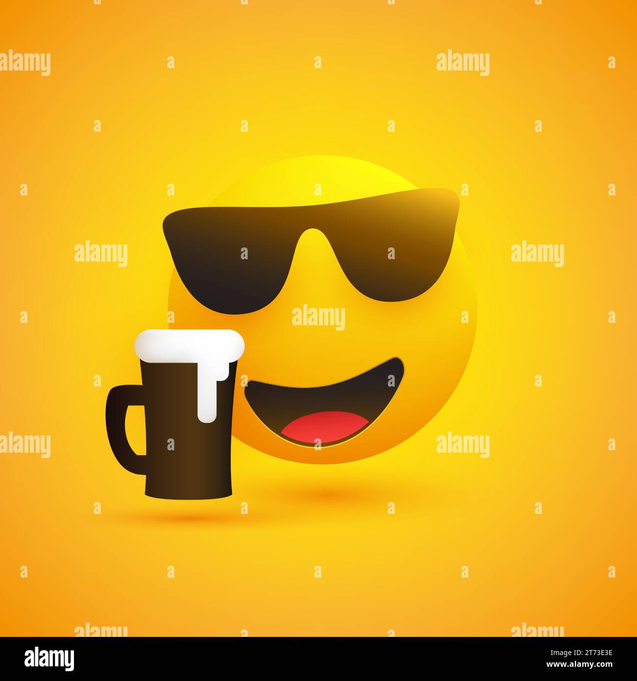 Smiling Emoji Wearing Sunglasses - Simple Shiny Happy Emoticon with ...