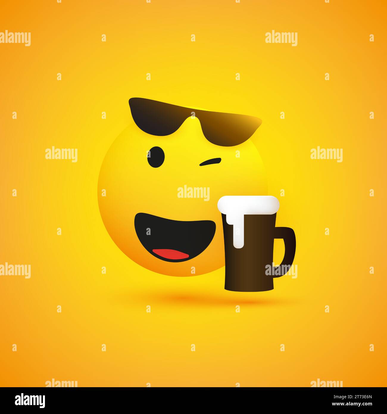 Smiling and Winking Emoji Wearing Sunglasses on the Top of His Head ...
