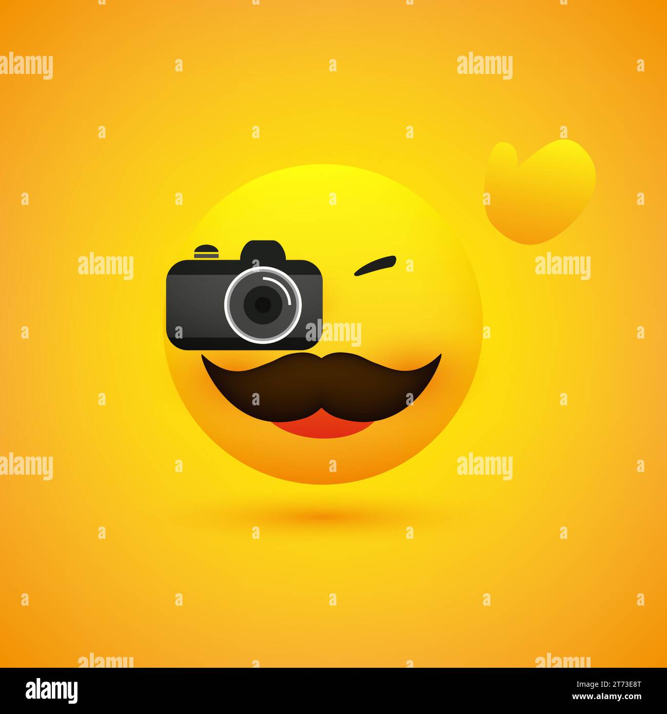 Simple Happy Smiling Waving Male Photographer Emoji with Moustache ...