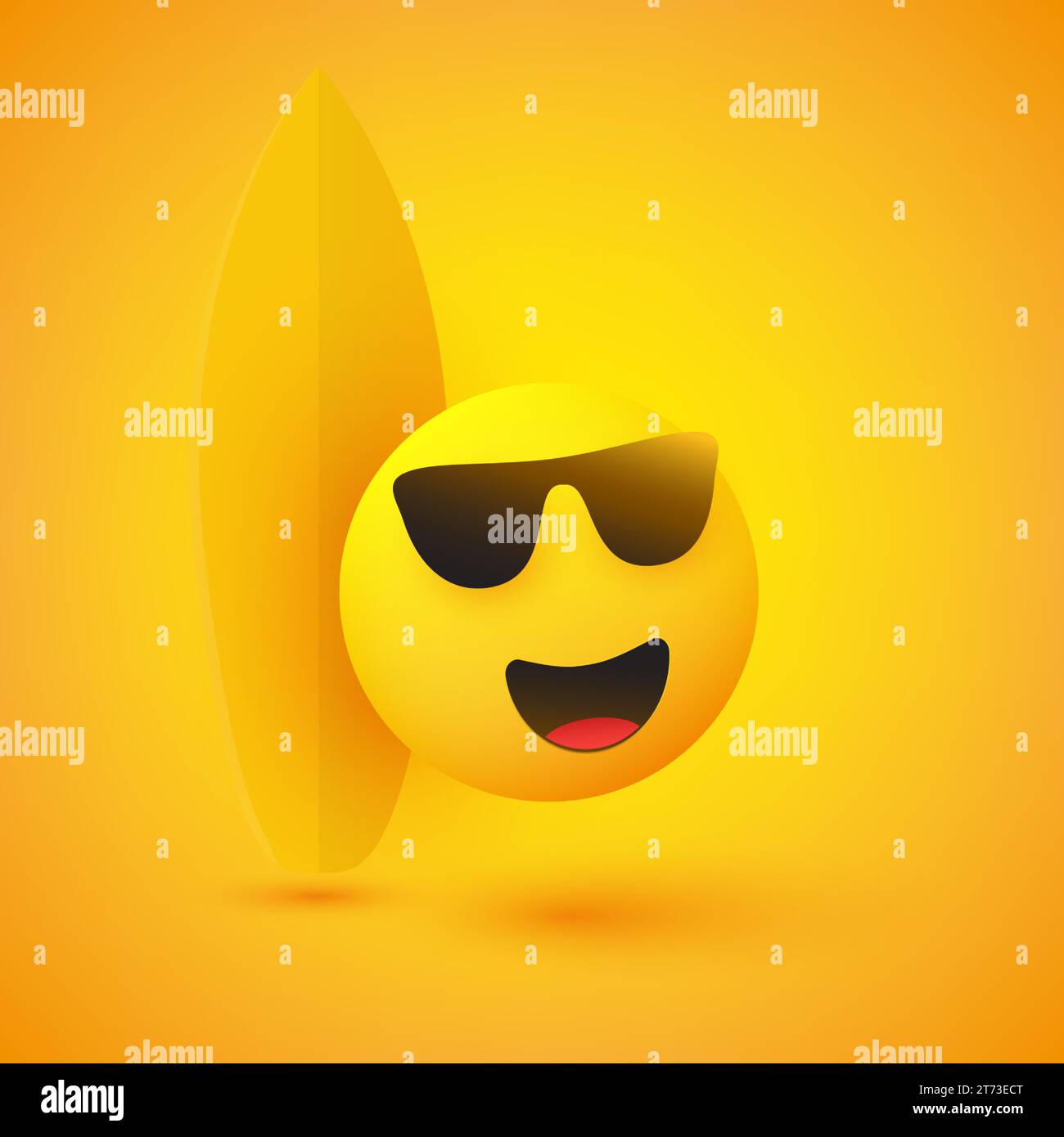 Smiling Emoji - Simple Happy Cheerful Male Surfer Emoticon Wearing ...