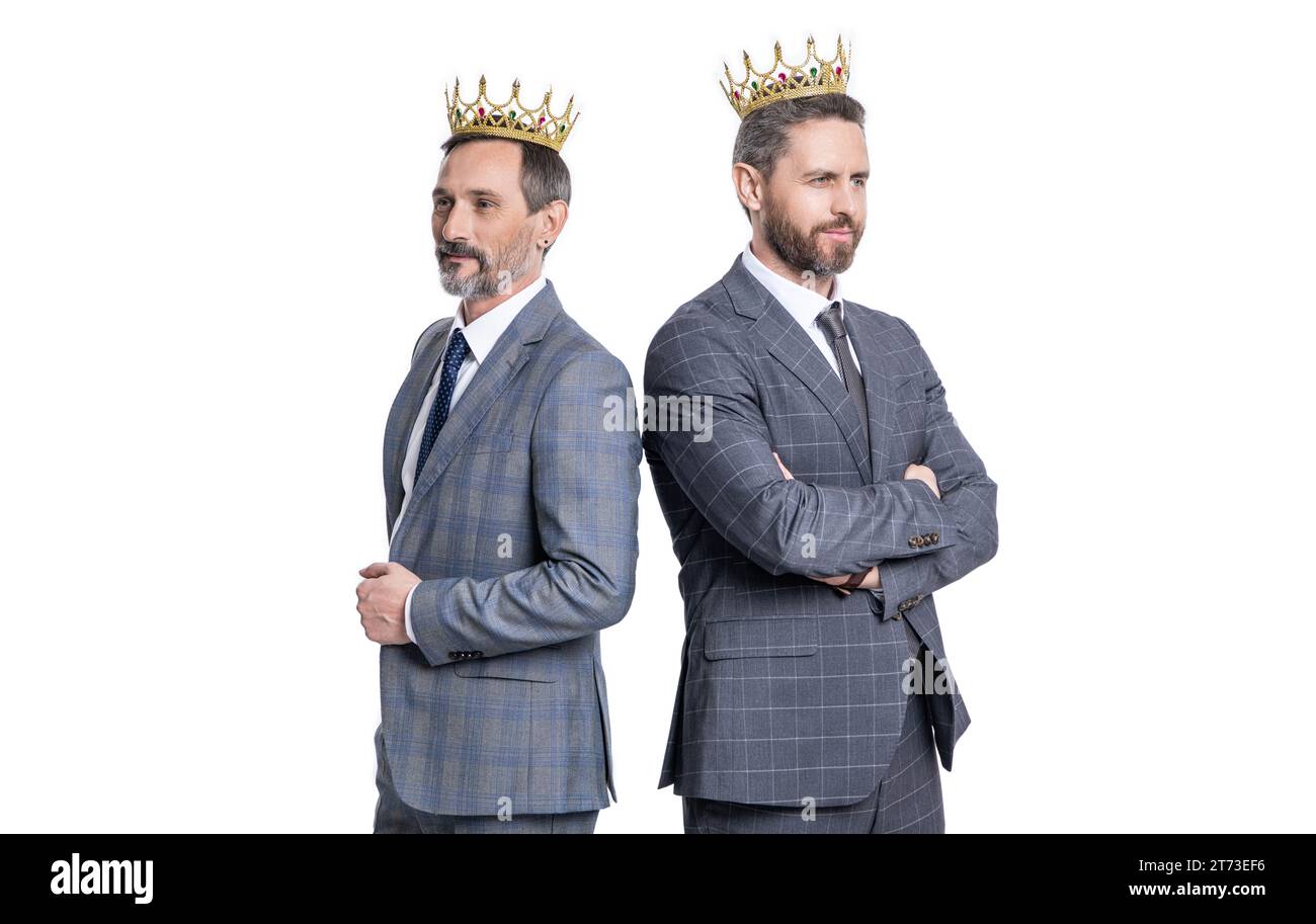 business partner isolated on white. two business man in suit and crown ...