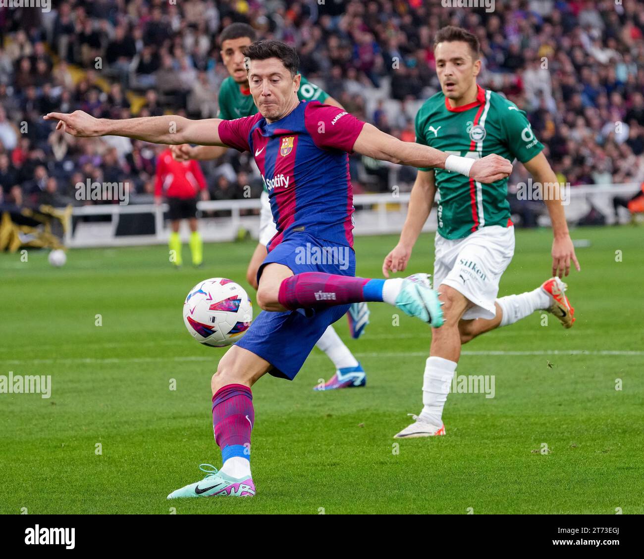 Robert Lewandowski of FC Barcelona during the La Liga EA Sports match ...