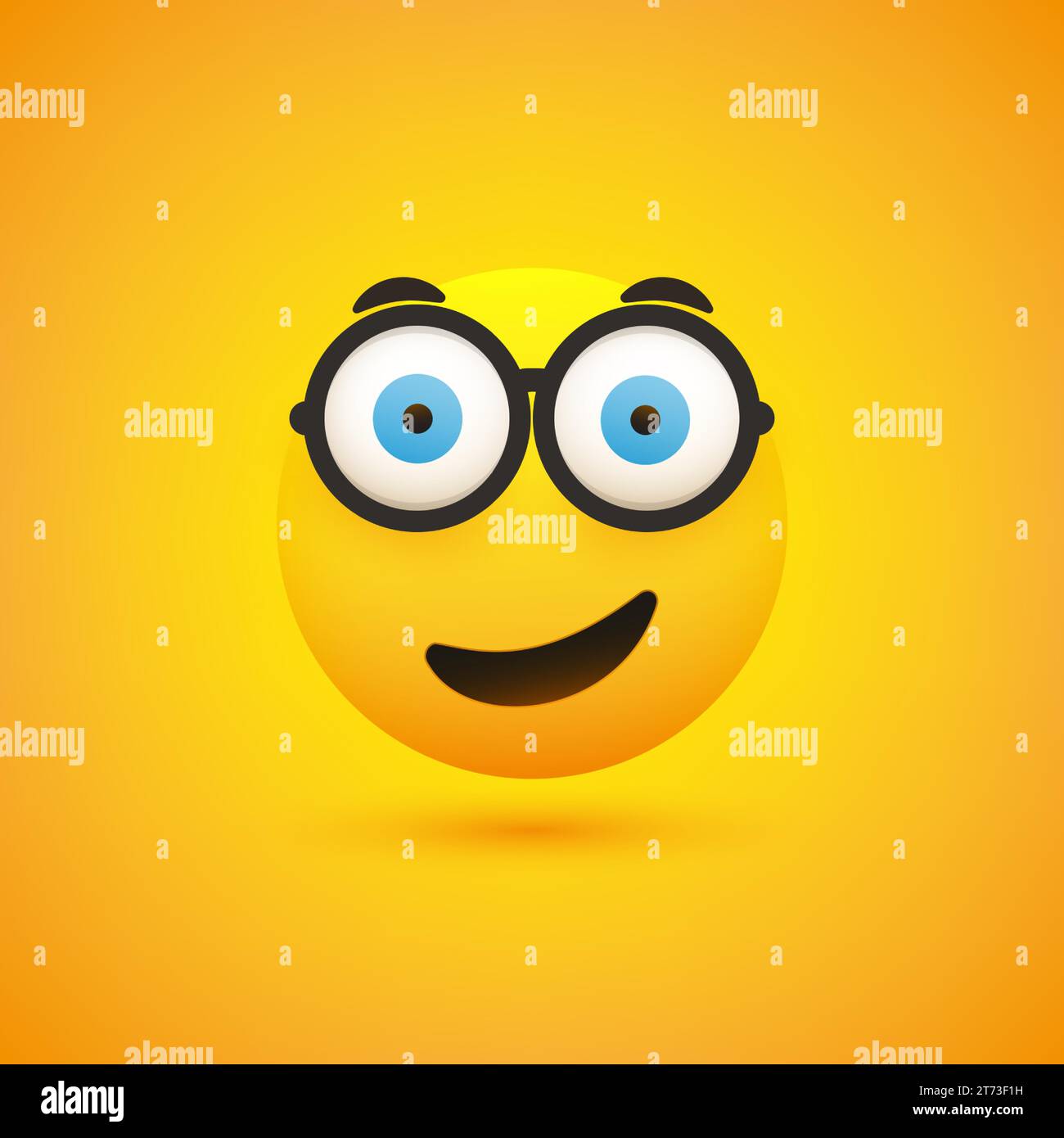 Funny Surprised, Satisfied Smiling Nerd Emoji with Glasses and Pop Out ...