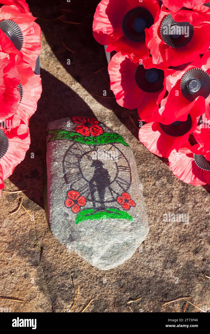 Stone painted by Keith Jackson. His father was a POW during the war and ...